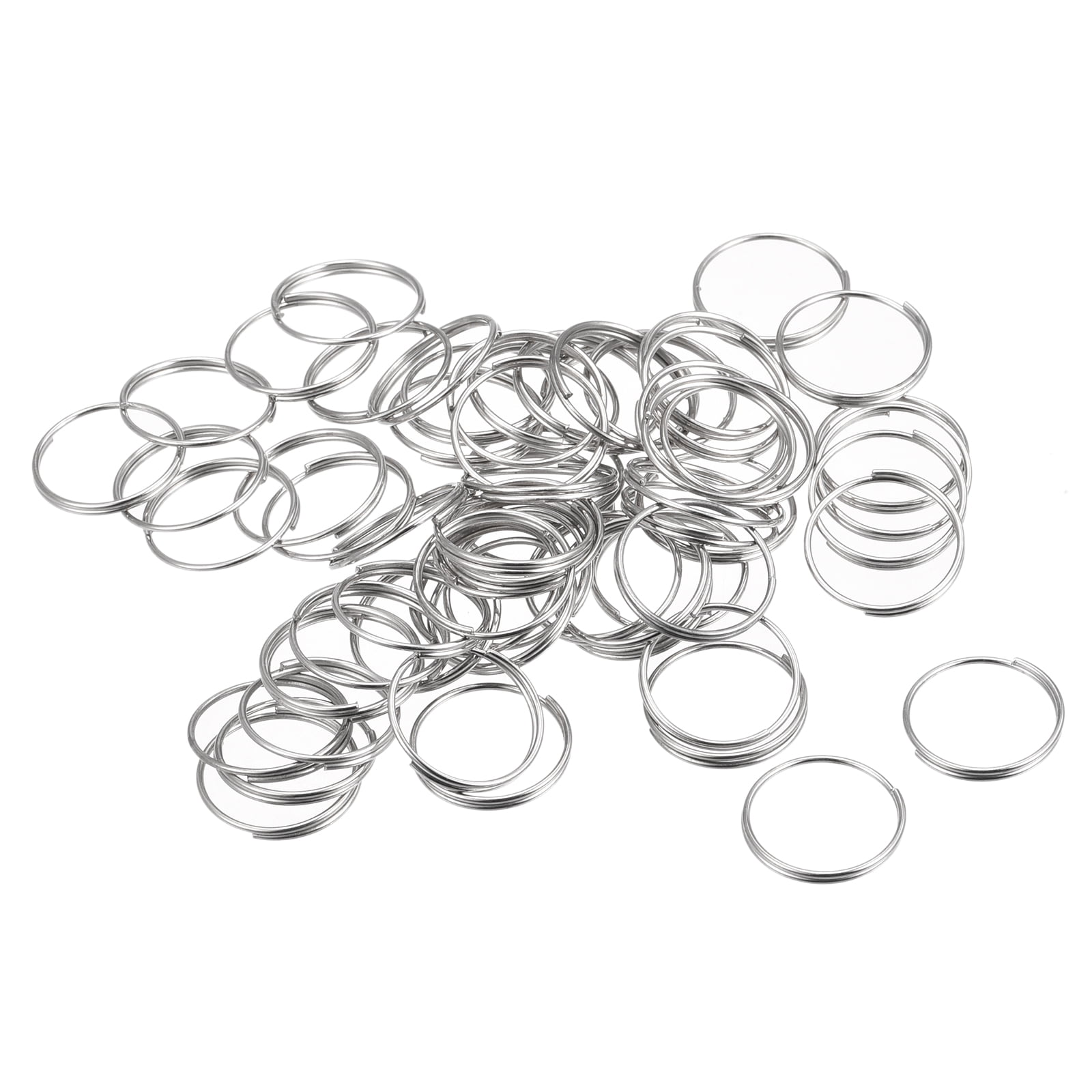 Uxcell Carbon Steel Double Loops Split Rings Silver Tone Small Round ...