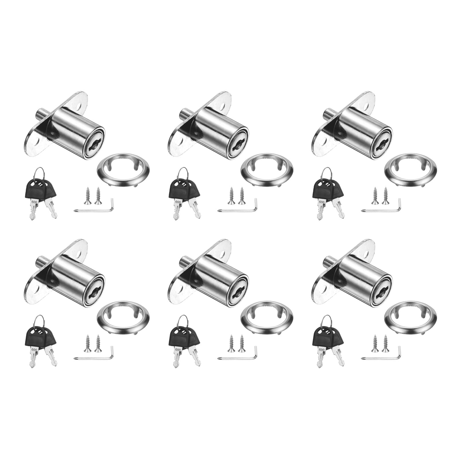 Uxcell Drawer Desk Push Plunger Lock, 6Pcs 7/8" Cylinder Diameter 1-7/ ...