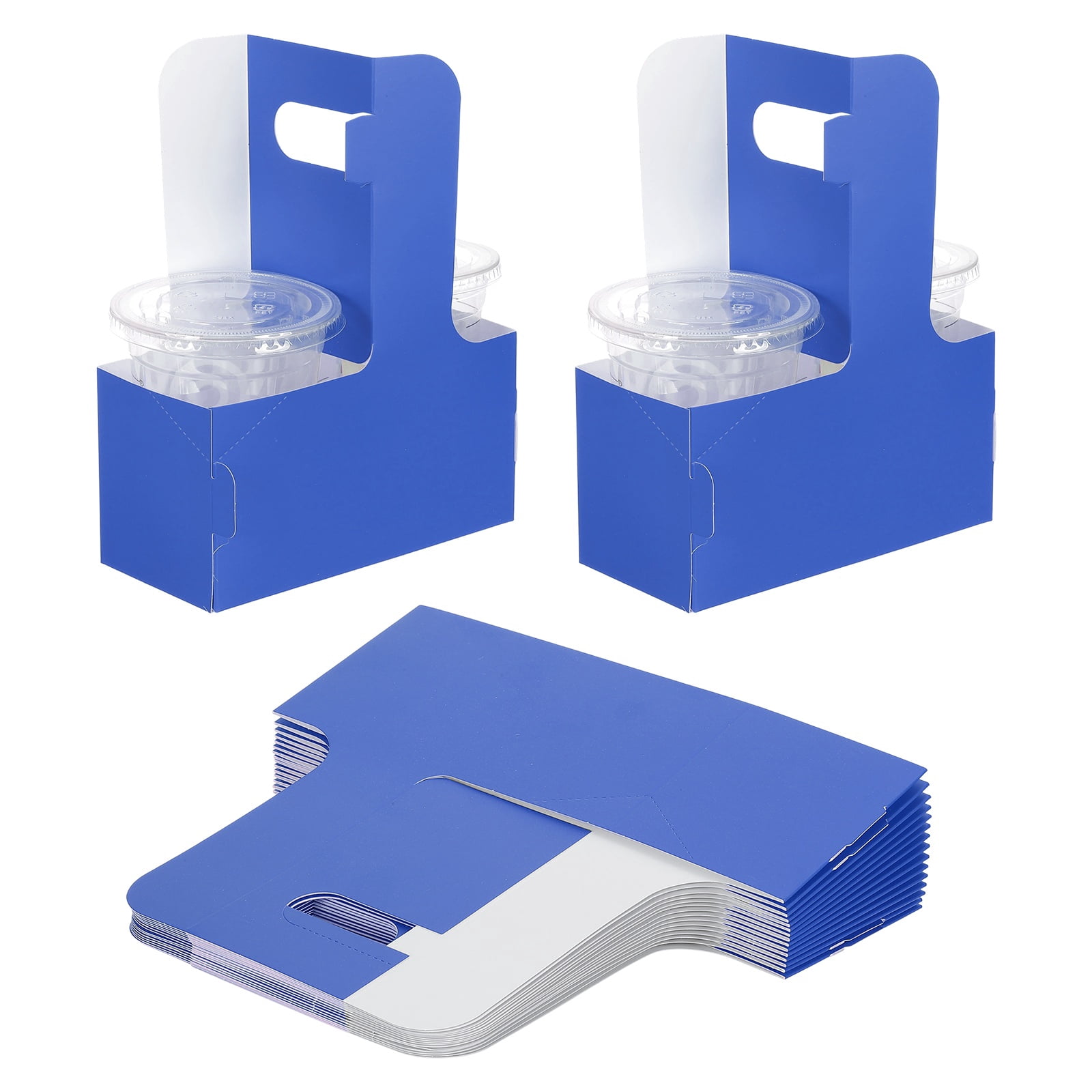 Uxcell Drink Carrier with Handle, 50 Pcs Kraft Paperboard 2 Cup Holder ...