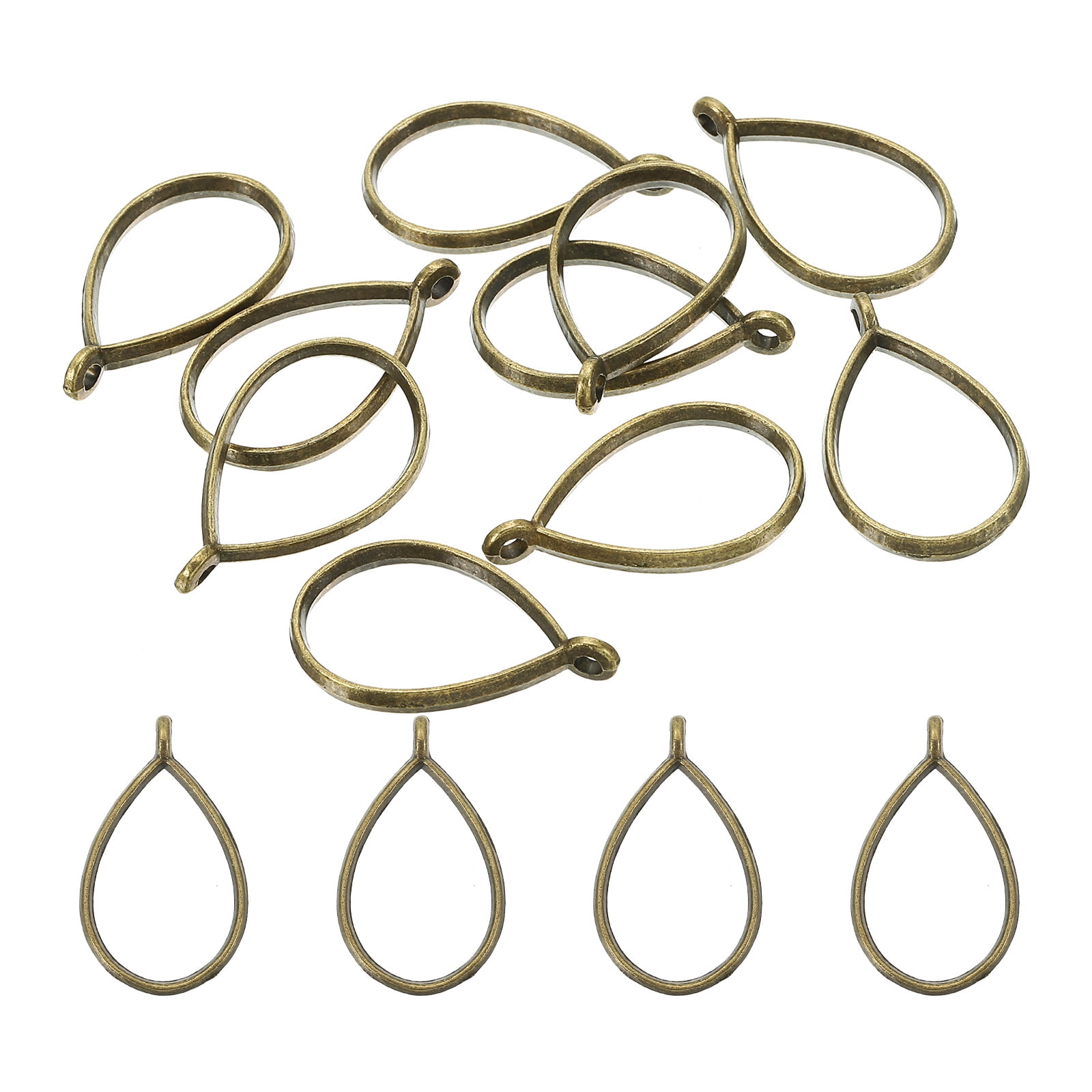 Uxcell Drop Shape Alloy Open Back Bezel Pendants DIY Hollow Frame ...