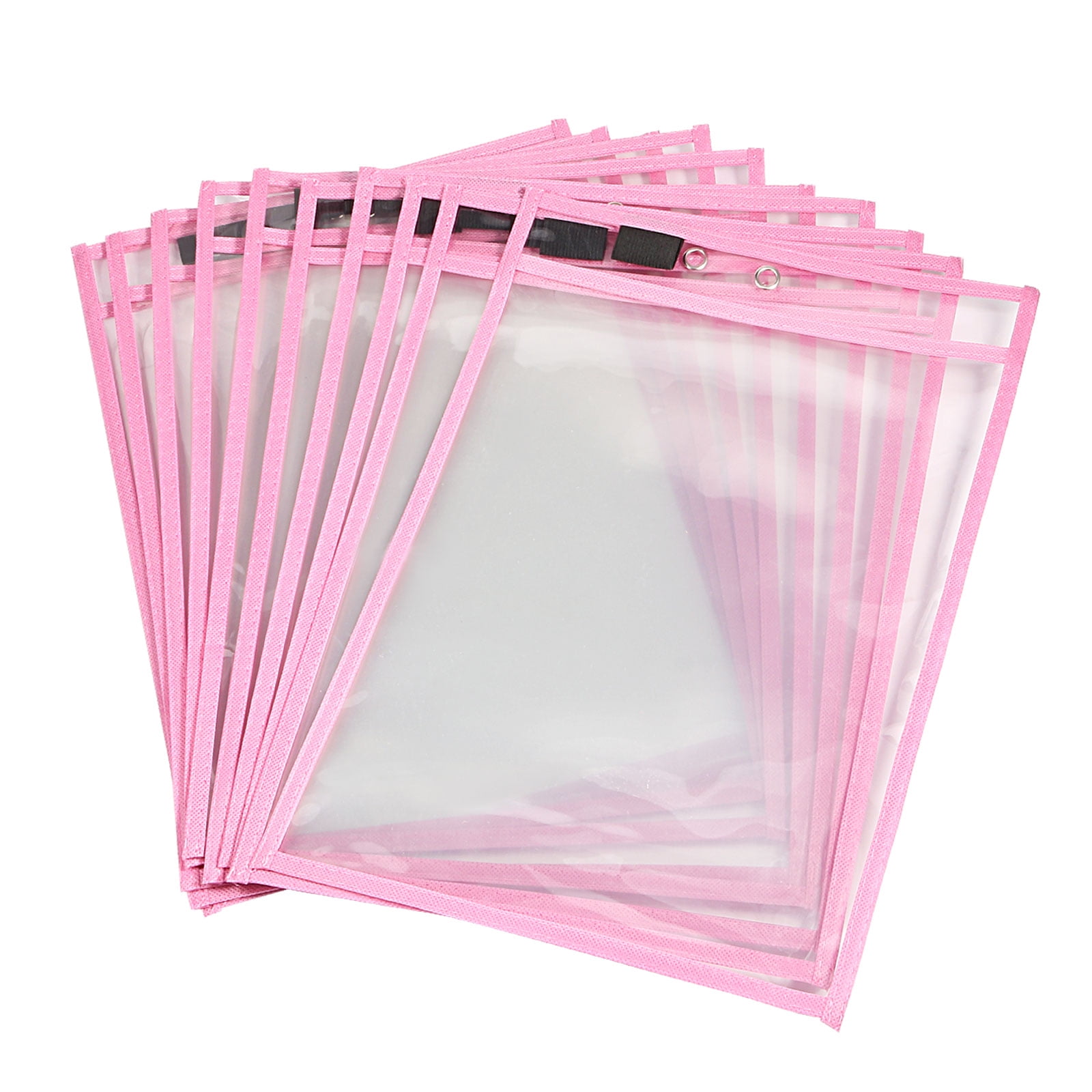 Uxcell Dry Erase Pockets Plastic Ticket Holder Sleeves for Office Pink ...