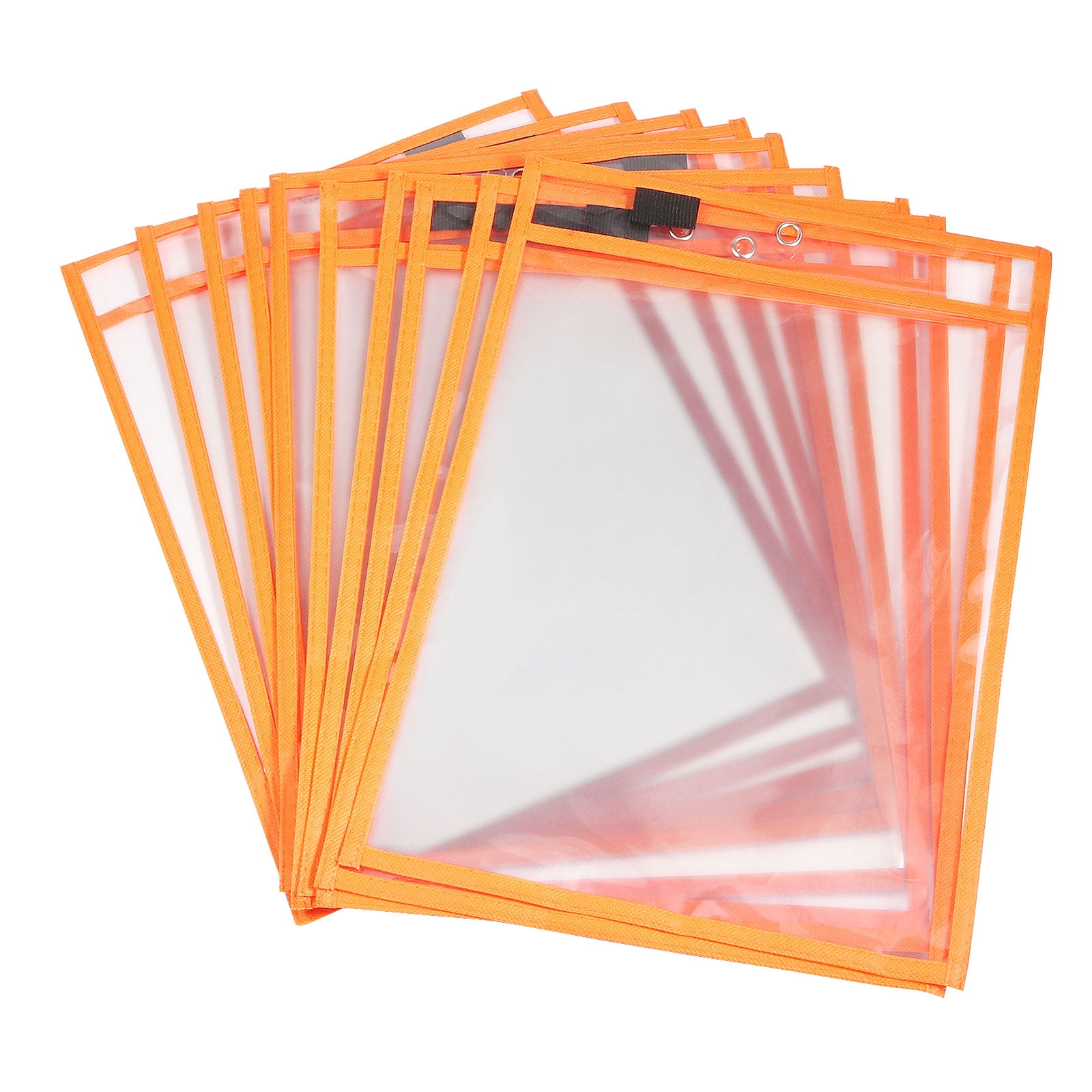 Uxcell Dry Erase Pockets Reusable Paper Protectors, Orange 10 Pack ...