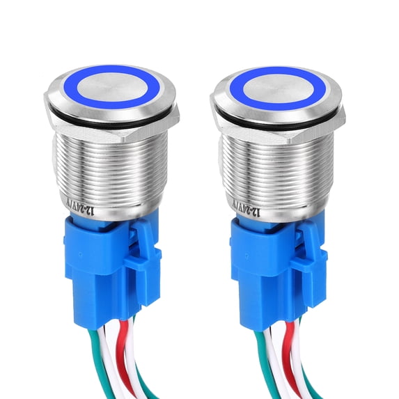 Uxcell Durable Push Button Switch with Flat Button for Car, Boat, and ...