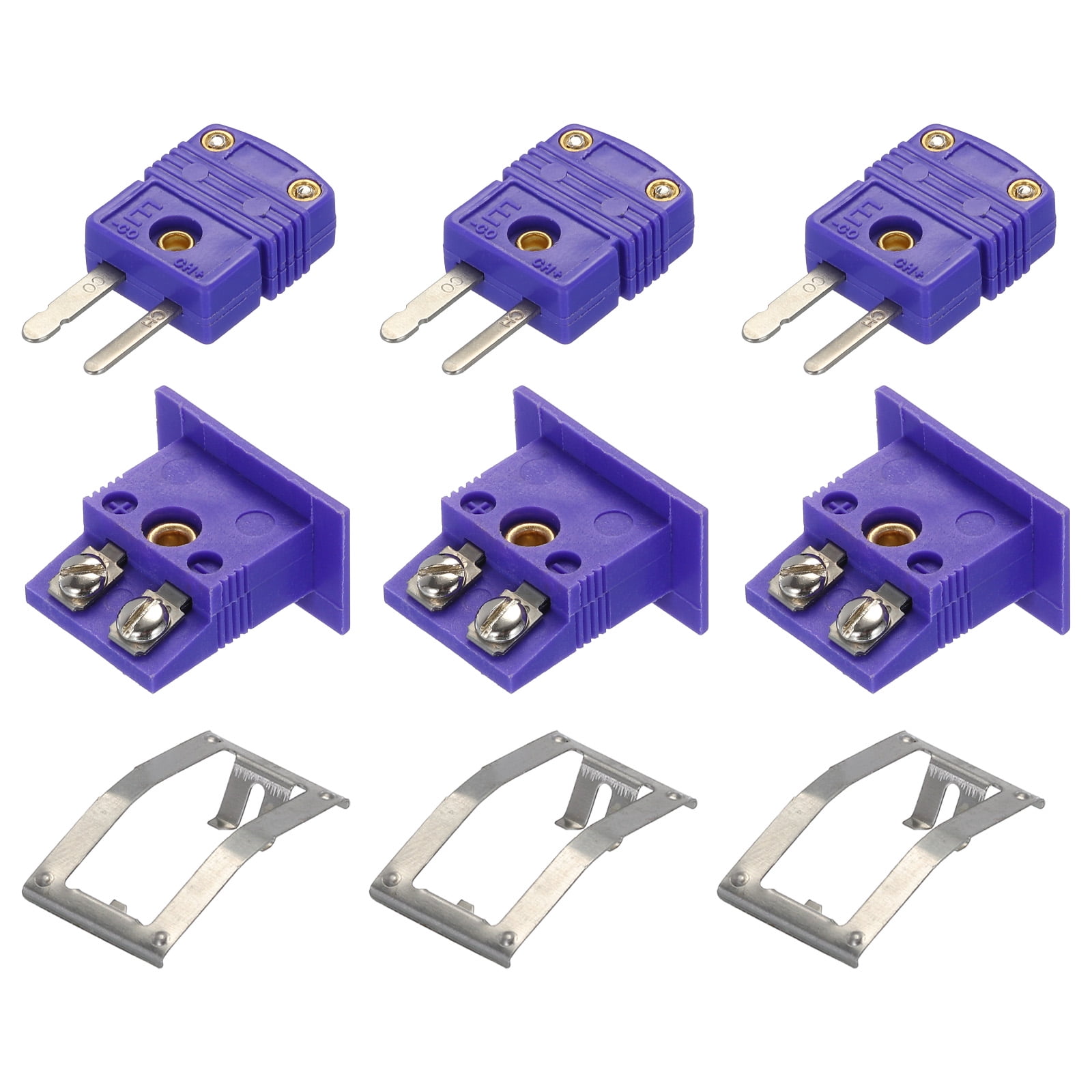 Uxcell E Type Thermocouple Wire Connector Male Plug With Panel Mount Socket 220c 428f For