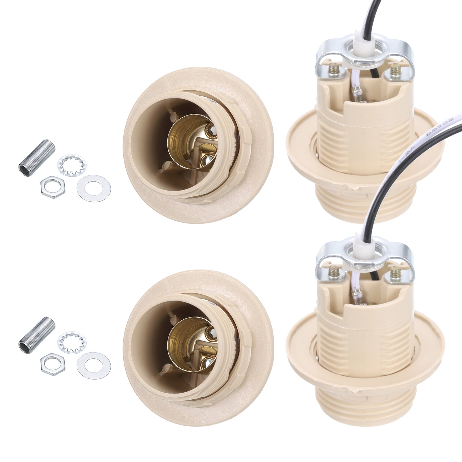 Uxcell E14 Light Bulb Socket, 4 Set Lamp Base Full-thread Holder with ...