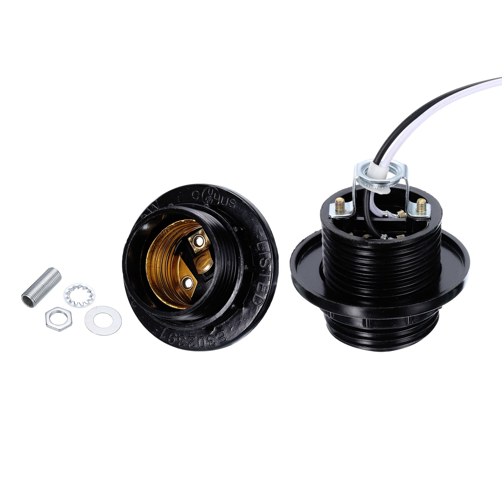 Uxcell E27/E26 Light Bulb Socket, 2 Set Lamp Base Phenolic Full-thread ...