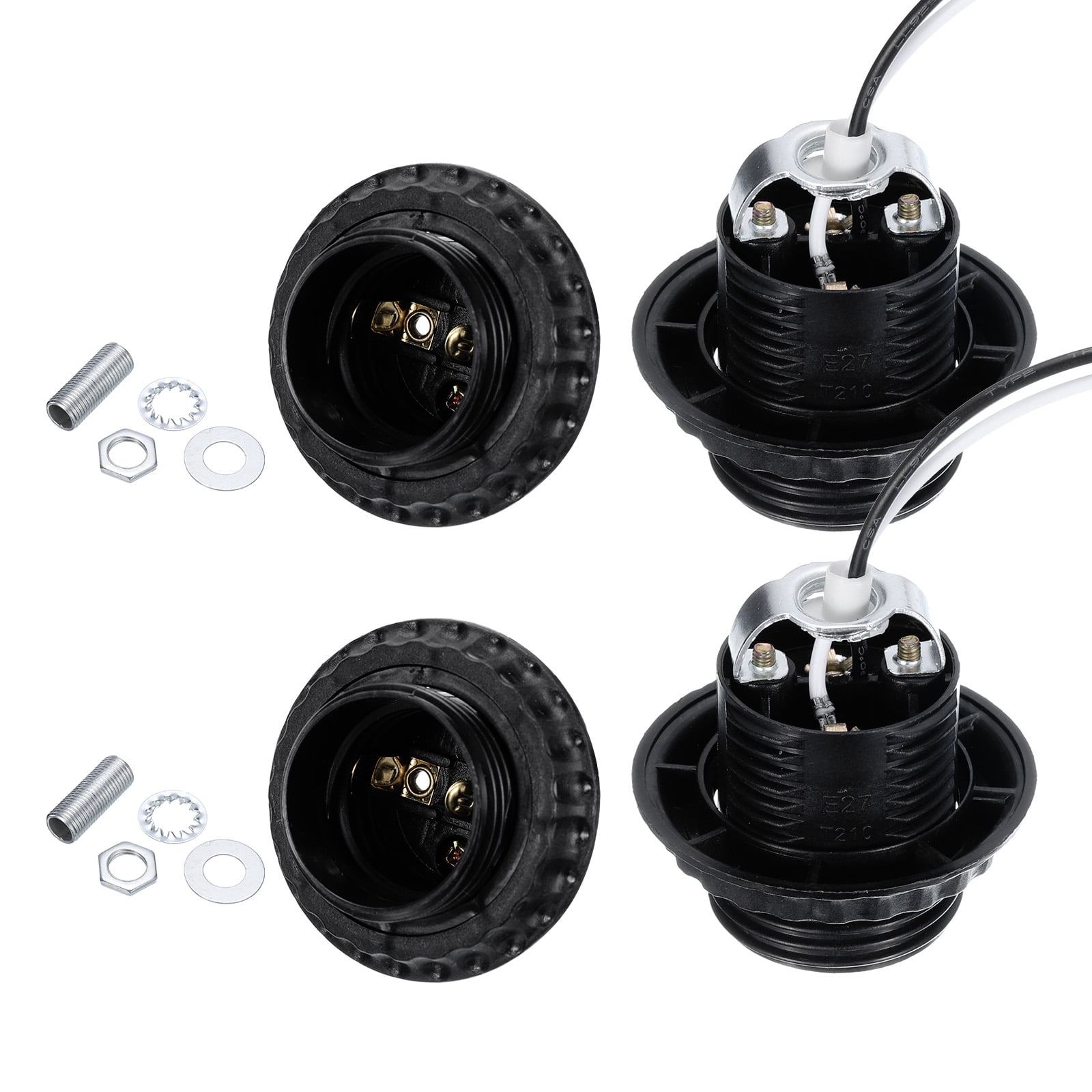 Uxcell E27/E26 Light Bulb Socket, 4 Set Lamp Base Full-thread Holder ...