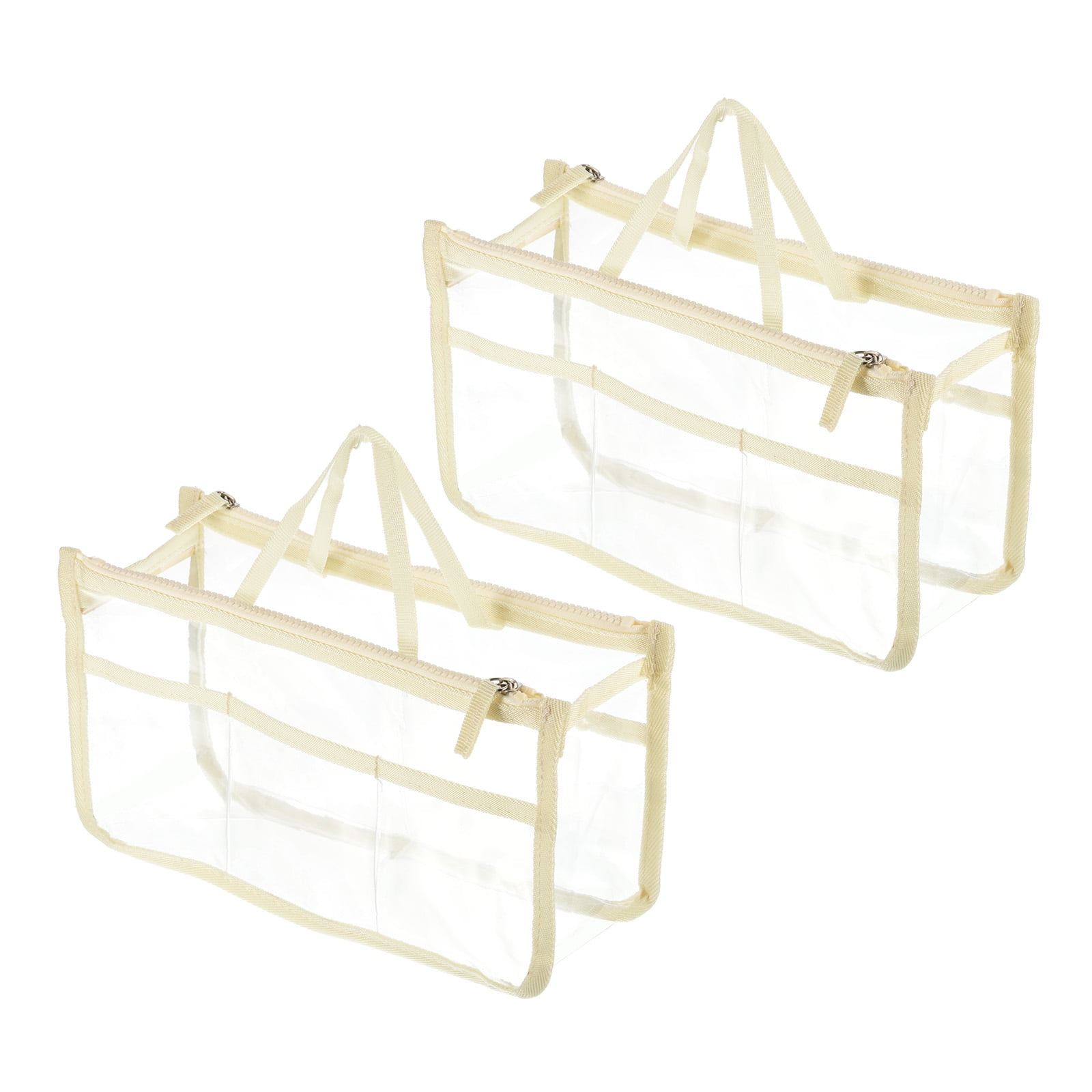 Uxcell EVA Clear Toiletry Cosmetic Bag Pouch with Handle Strap, Beige 2 ...