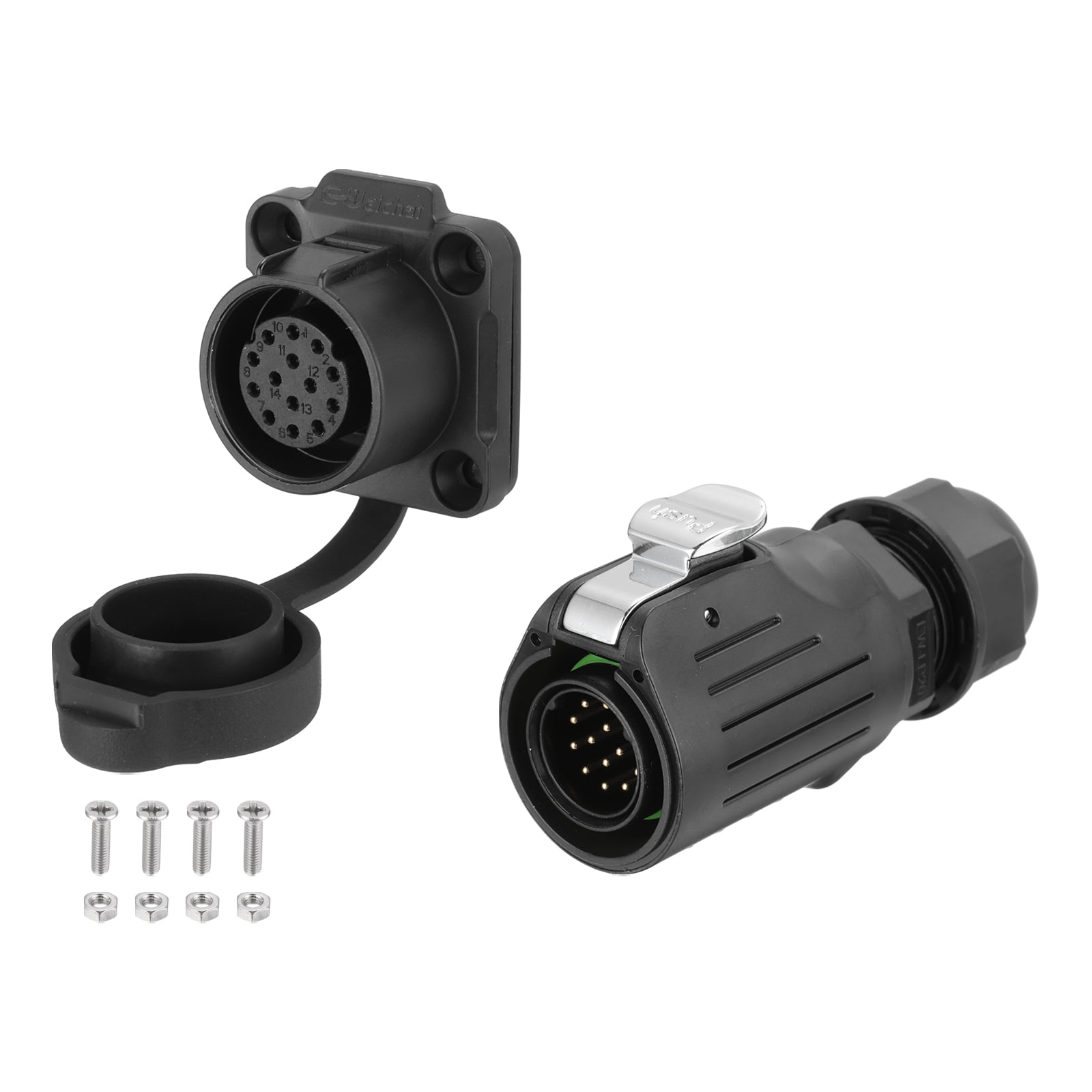 Uxcell EW-LP20 14Pin Industrial Waterproof Circular Connector Flange ...