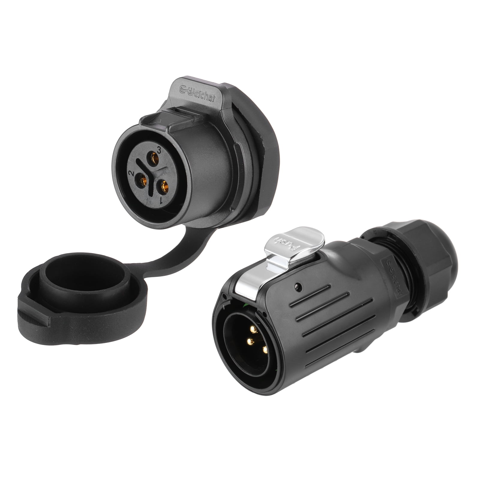 Uxcell EW-LP20 3Pin Industrial Waterproof Connector Plastic Type, 500V 20A Black 1Pcs - Walmart.com