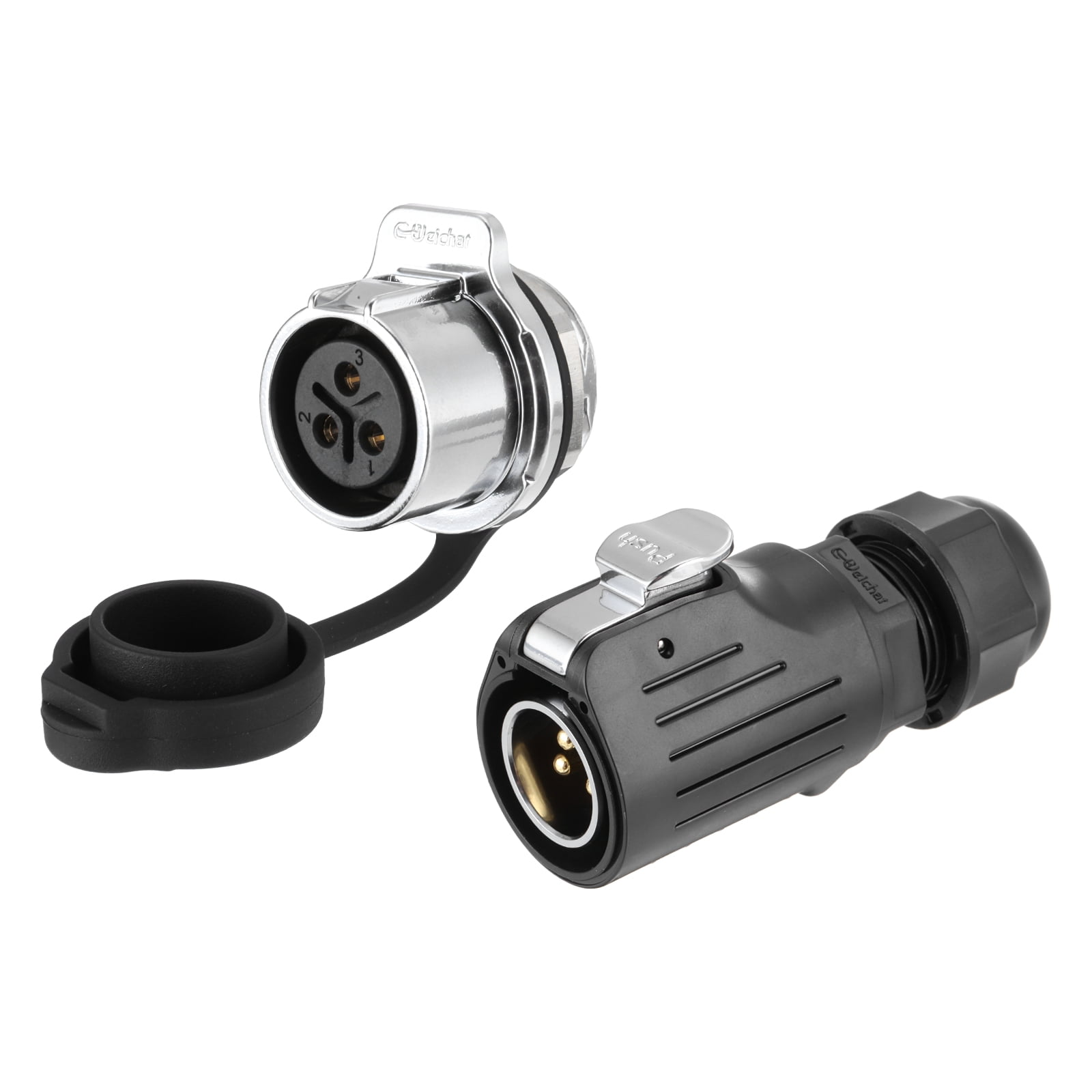 Uxcell EW-LP20 3Pin Industrial Waterproof Connector with Cover, 500V 20A Black 1Pcs - Walmart.com