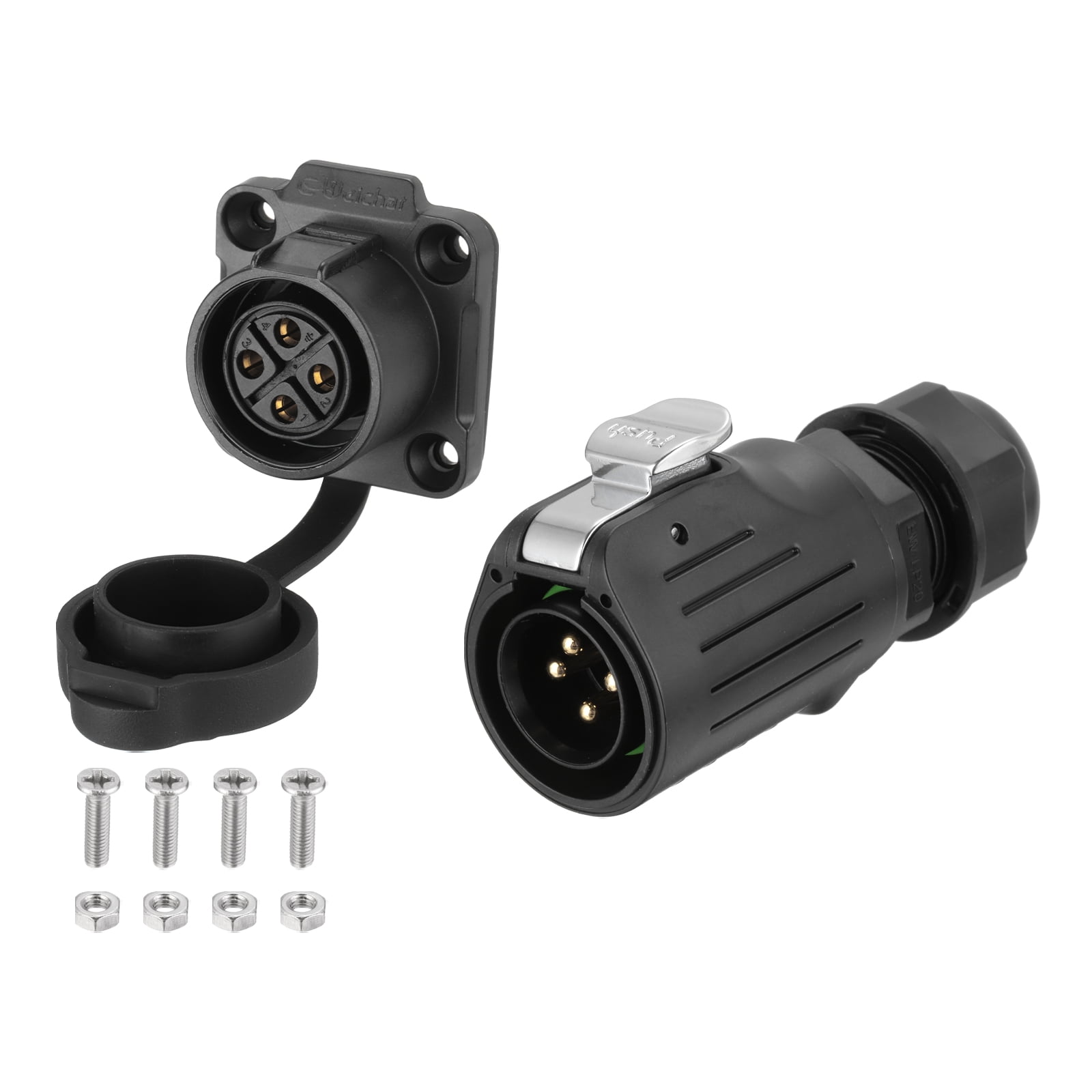 Uxcell EW-LP20 4Pin Industrial Waterproof Circular Connector Flange ...