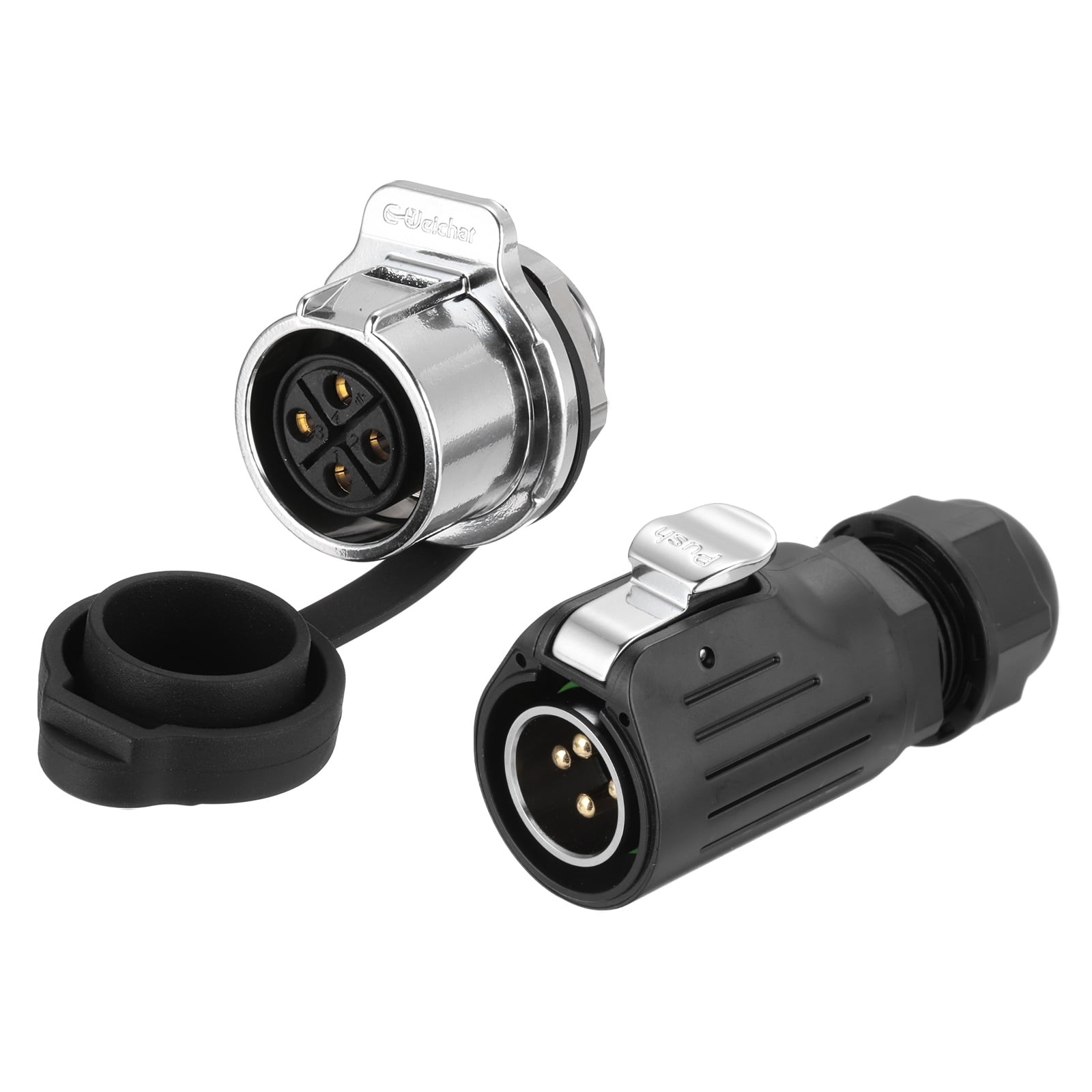 Uxcell EW-LP20 4Pin Industrial Waterproof Circular Connector with Cover, 500V 20A - Walmart.com