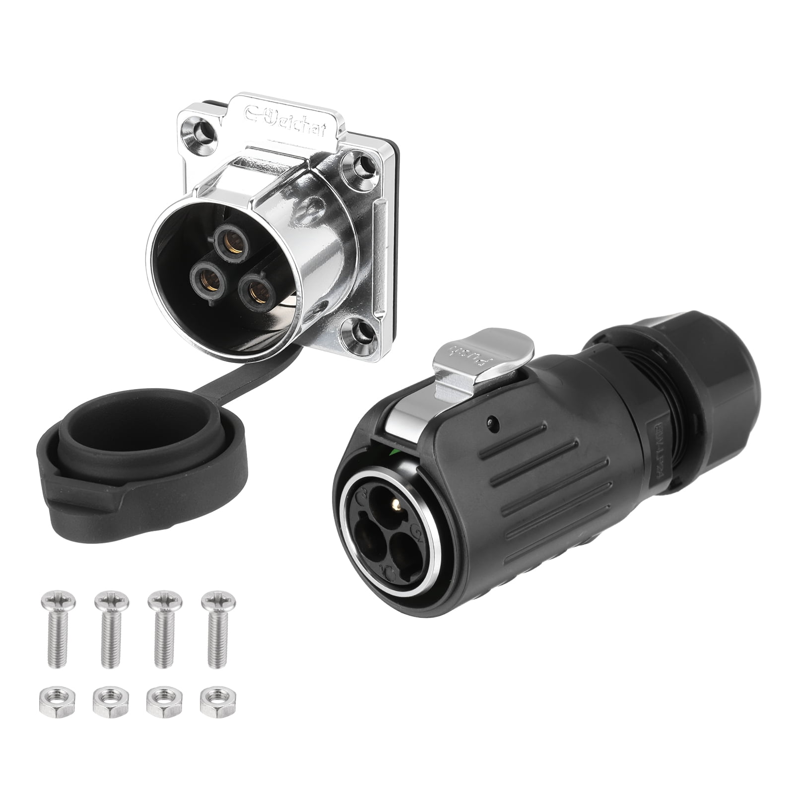 Uxcell EW-LP24 3Pin Industrial Waterproof Circular Connector Flange ...