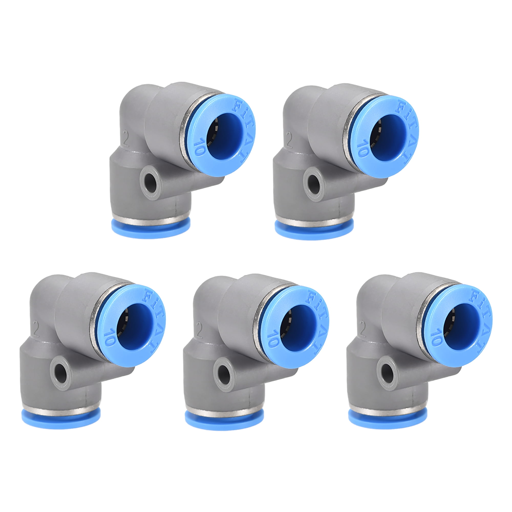 Uxcell Elbow Push to Connect Air Fittings 10mm Tube OD Pneumatic Quick Release Connector Grey ...
