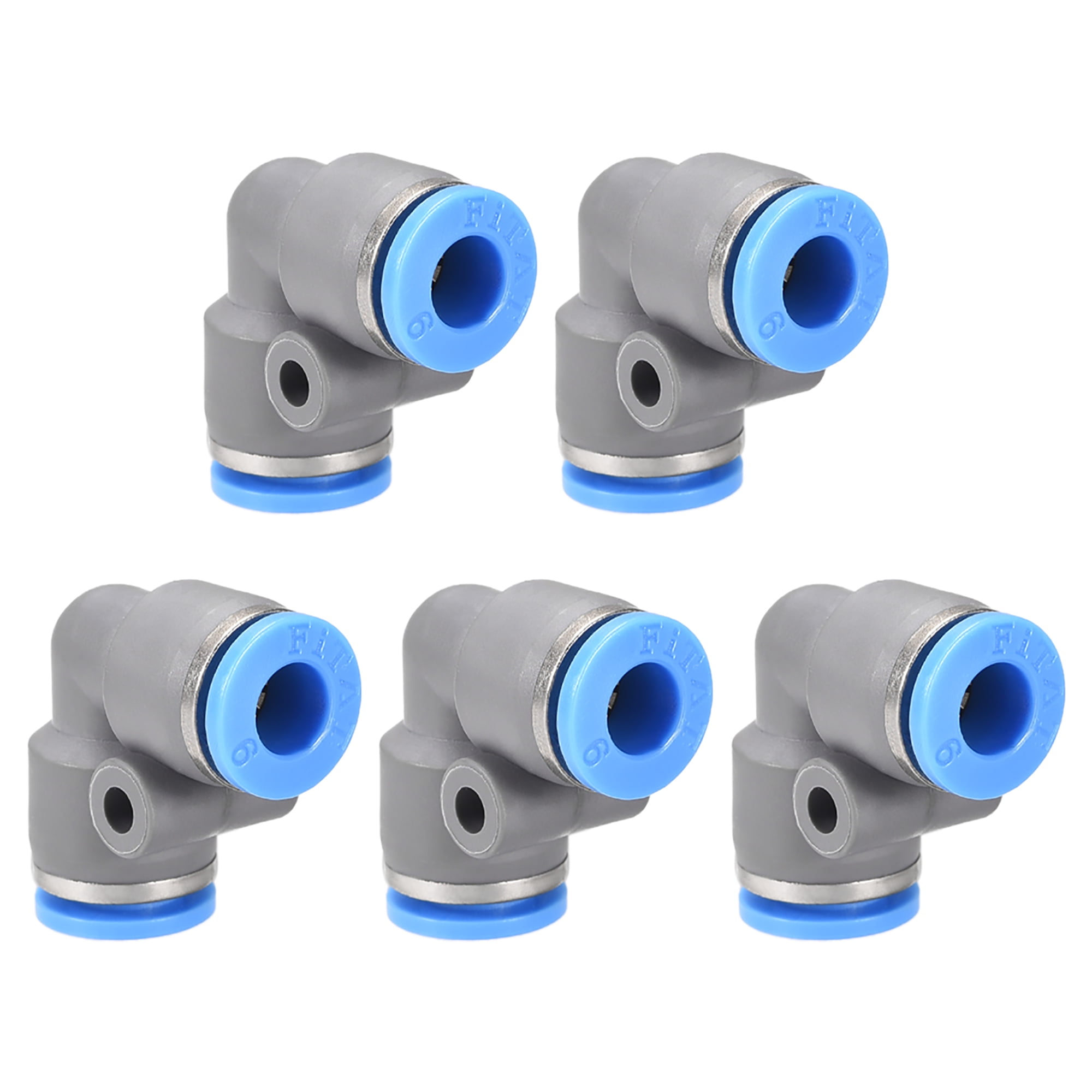 Uxcell Elbow Push to Connect Fittings mm Tube OD Pneumatic Quick Release Connectors Grey 5Pcs ...