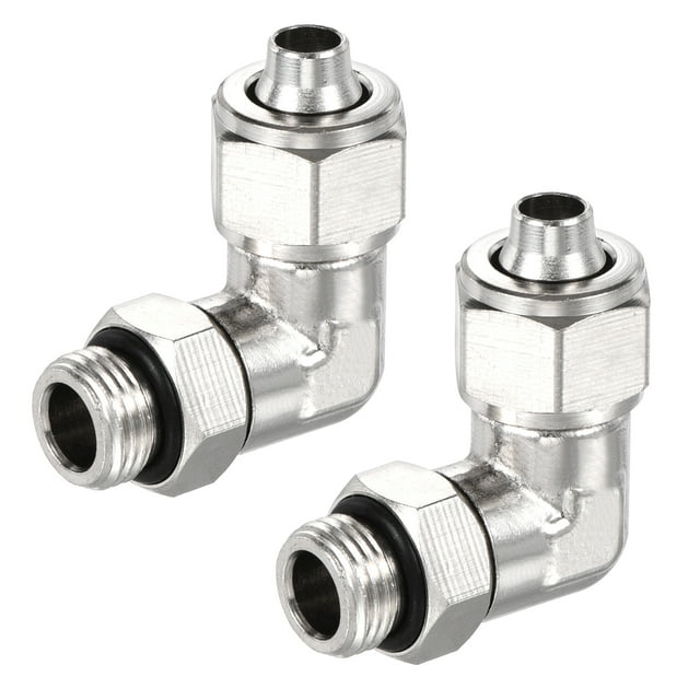 Uxcell Elbow Tube Fitting G1/8 Male Thread Fit for 8mm Tube OD Nickel ...