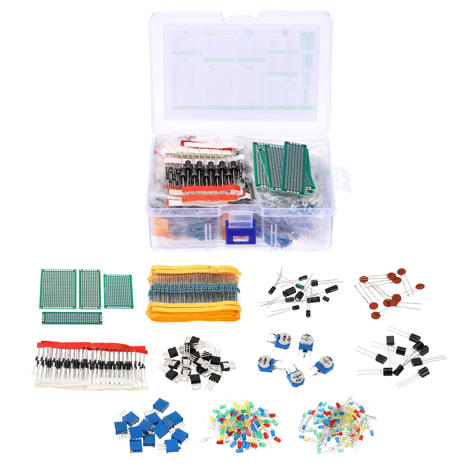 Uxcell Electronics Components Kit, 1818pcs Metal Film Resistor Diode ...