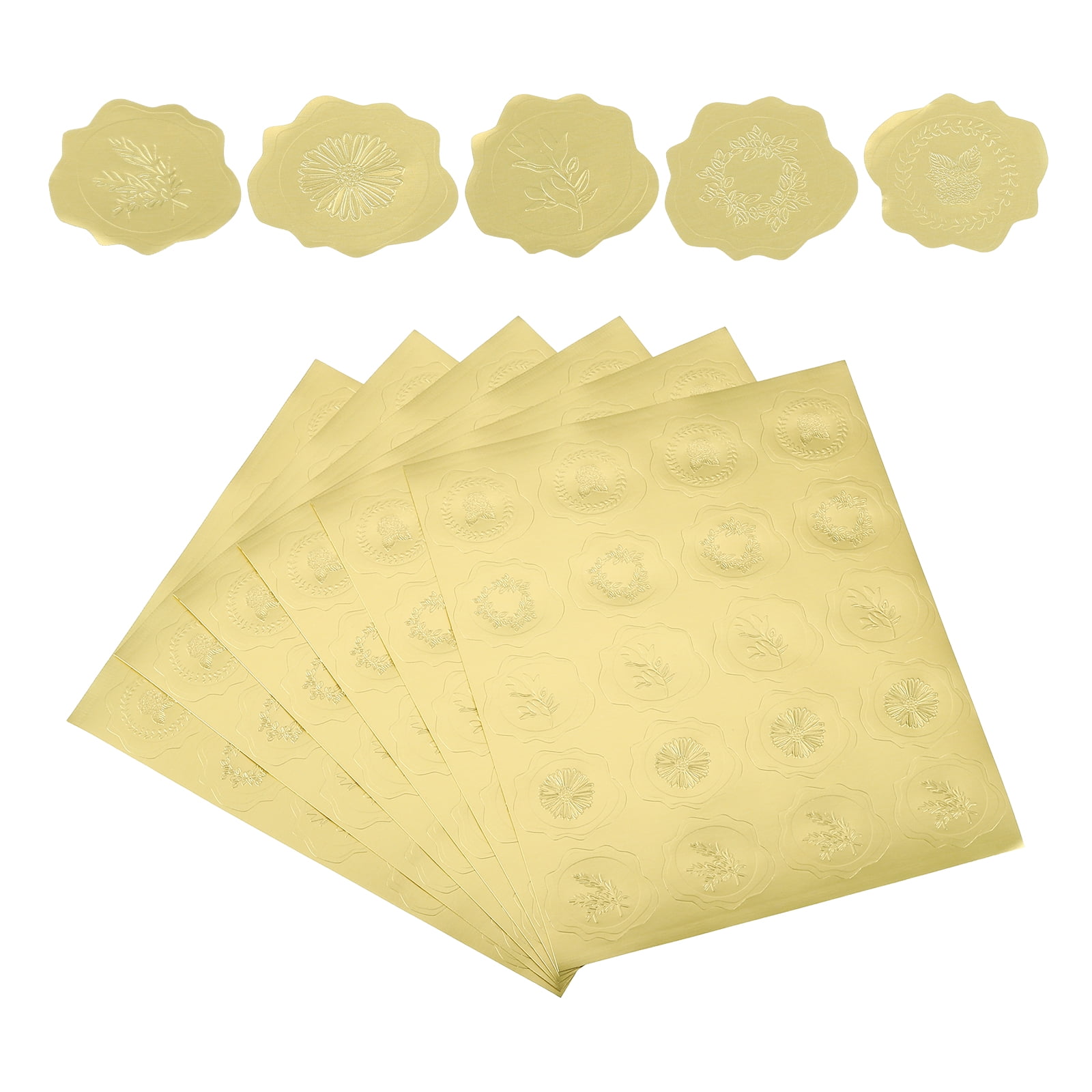 Uxcell Embossed Seal Stickers, 300Pcs Five Pattern Wax Looking Embossed ...