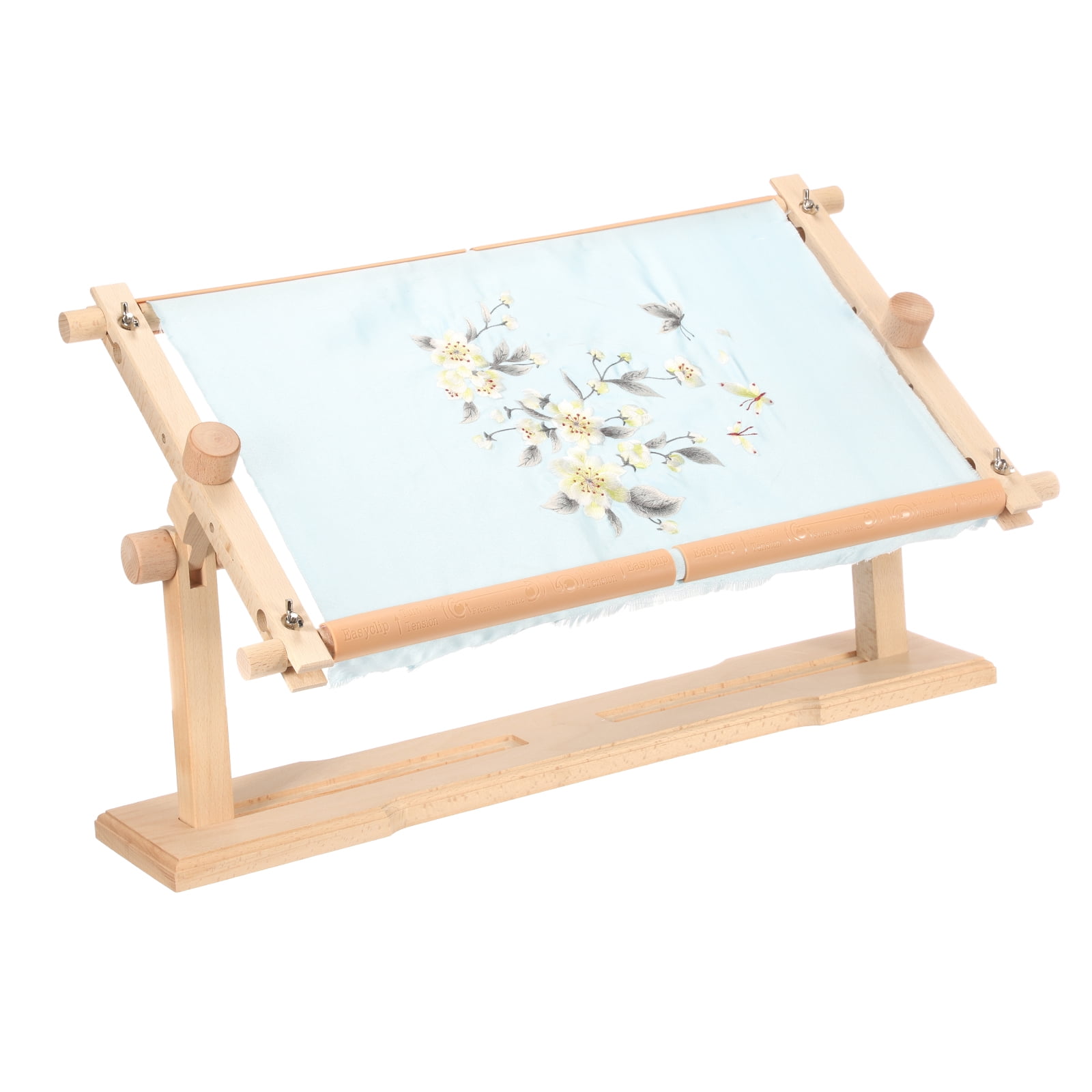 Uxcell Embroidery Hoop Stand, Adjustable Beech Wood Cross Stitch Holder ...