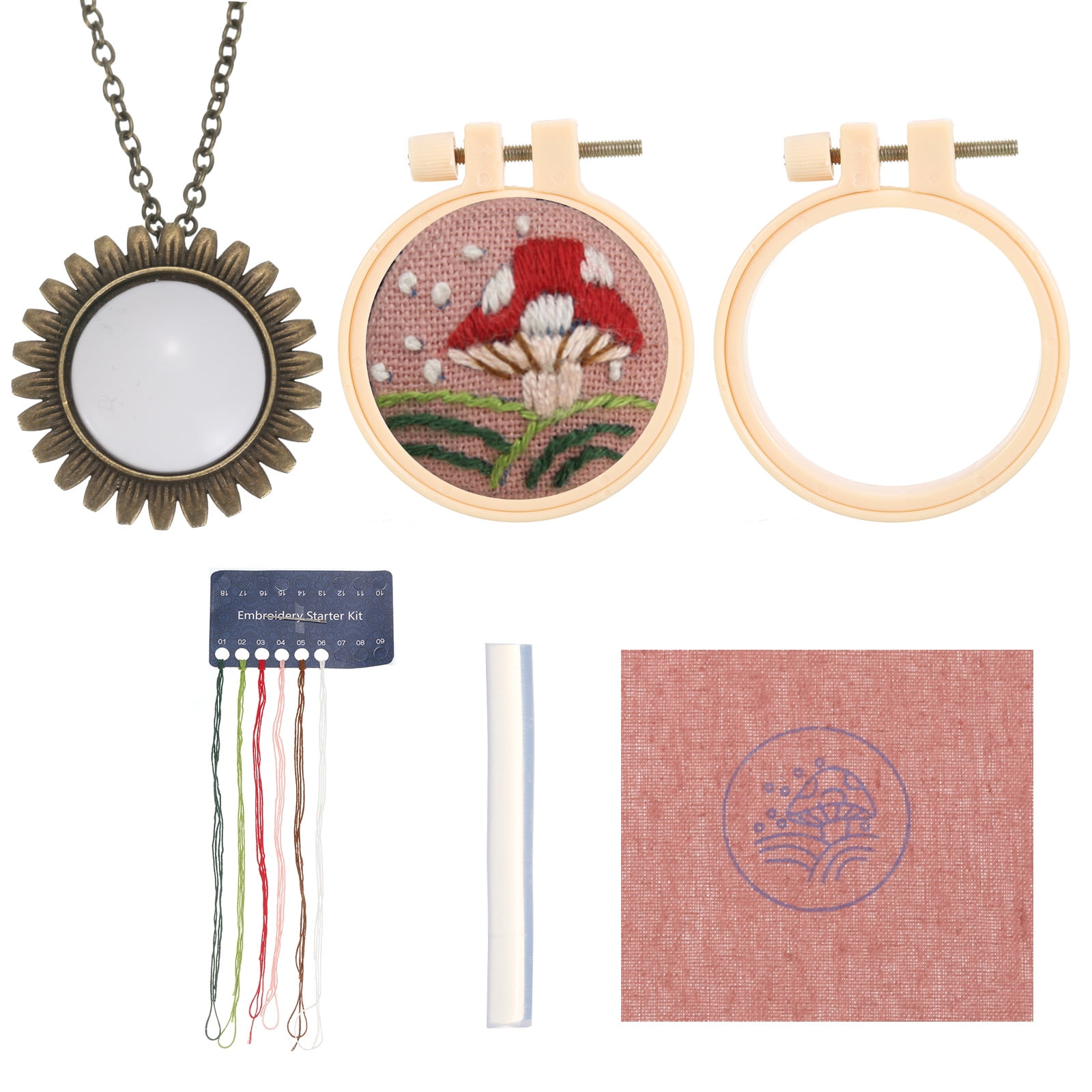 Uxcell Embroidery Pendant Necklace Kit, Handmade Cross Stitching Kits ...