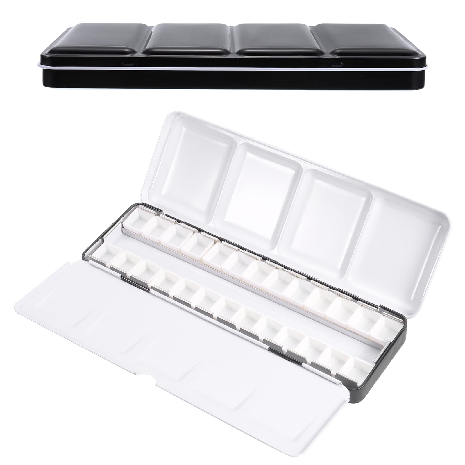 Uxcell Empty Watercolor Palette, Metal Watercolor Tin with 26pcs Half ...
