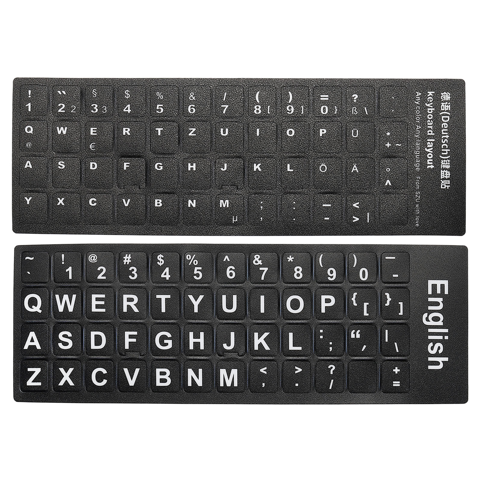 Uxcell English & German Keyboard Stickers Universal Keyboard Cover ...