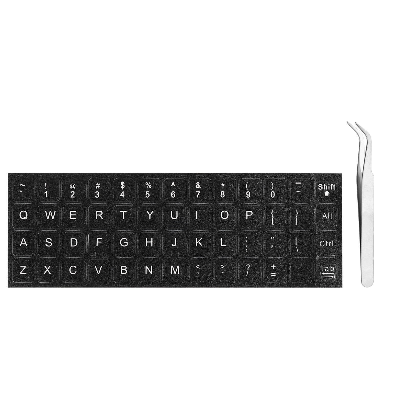 Uxcell English Keyboard Sticker 11x13mm Keyboard Letter Protective Skin Black Background With
