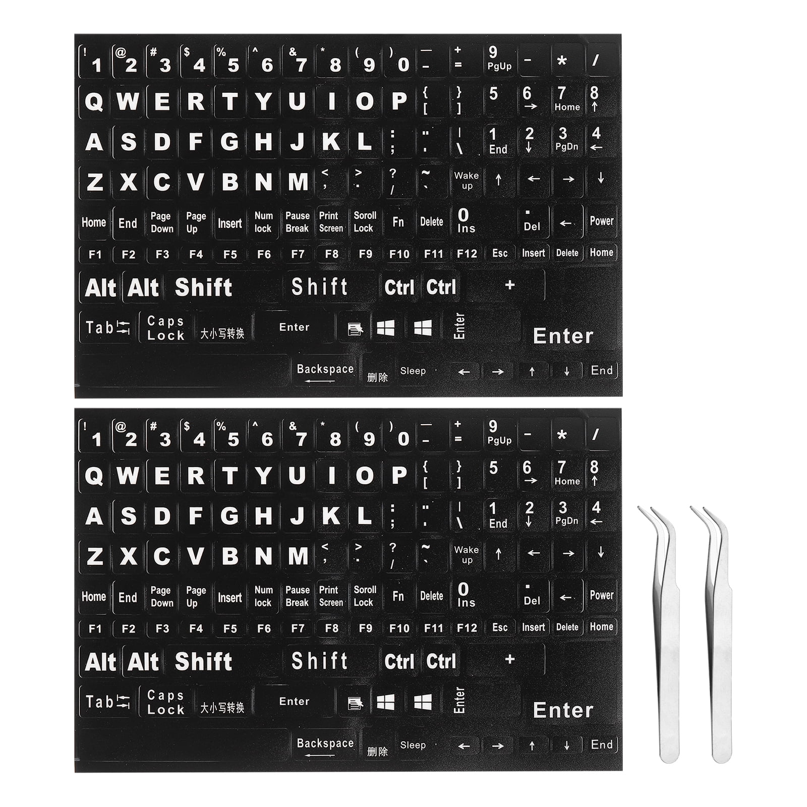 Uxcell English Keyboard Sticker Replacement Keyboard Cover Black ...
