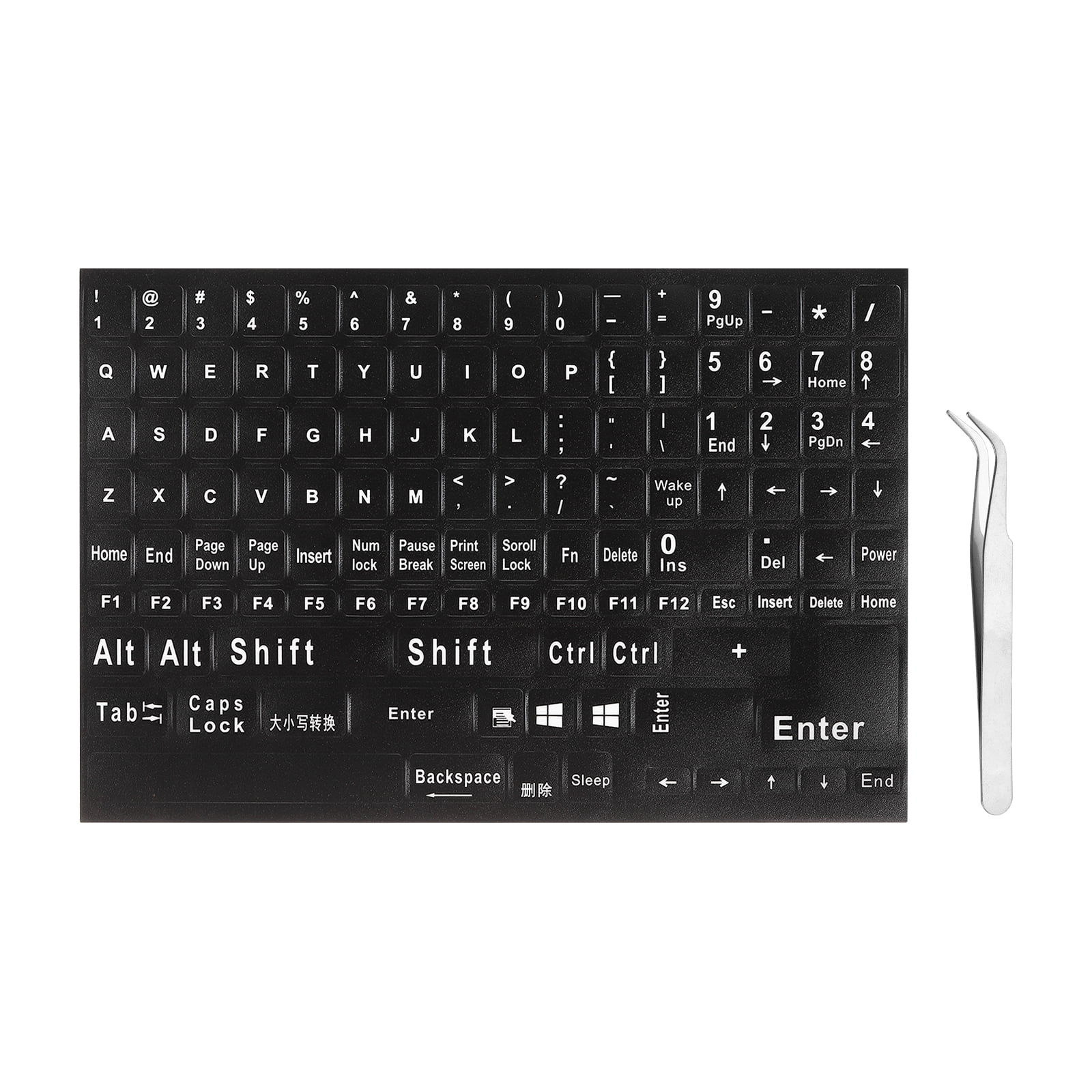 Uxcell English Keyboard Sticker Replacement Keyboard Cover Black ...