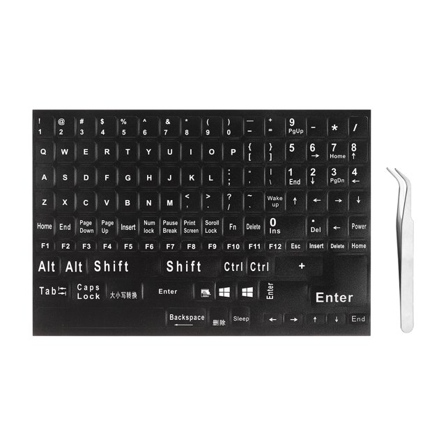Uxcell English Keyboard Sticker Replacement Keyboard Cover Black ...