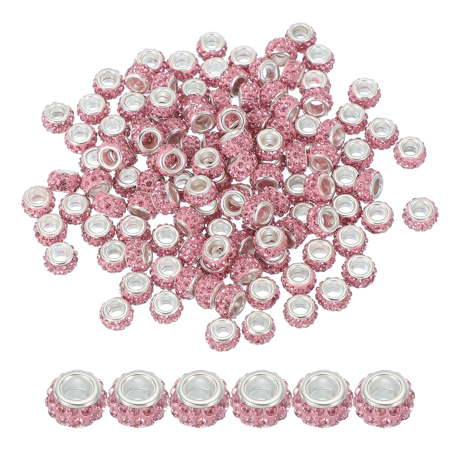 Uxcell European Large Hole Beads Rhinestone Sparkle Crystal Beads Charm ...