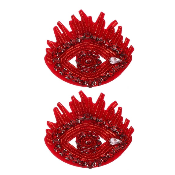 Uxcell Evil Eyes Rhinestone Patches, 2 Pcs Evil Eyes Patches Sew on Applique Patches, Red ...
