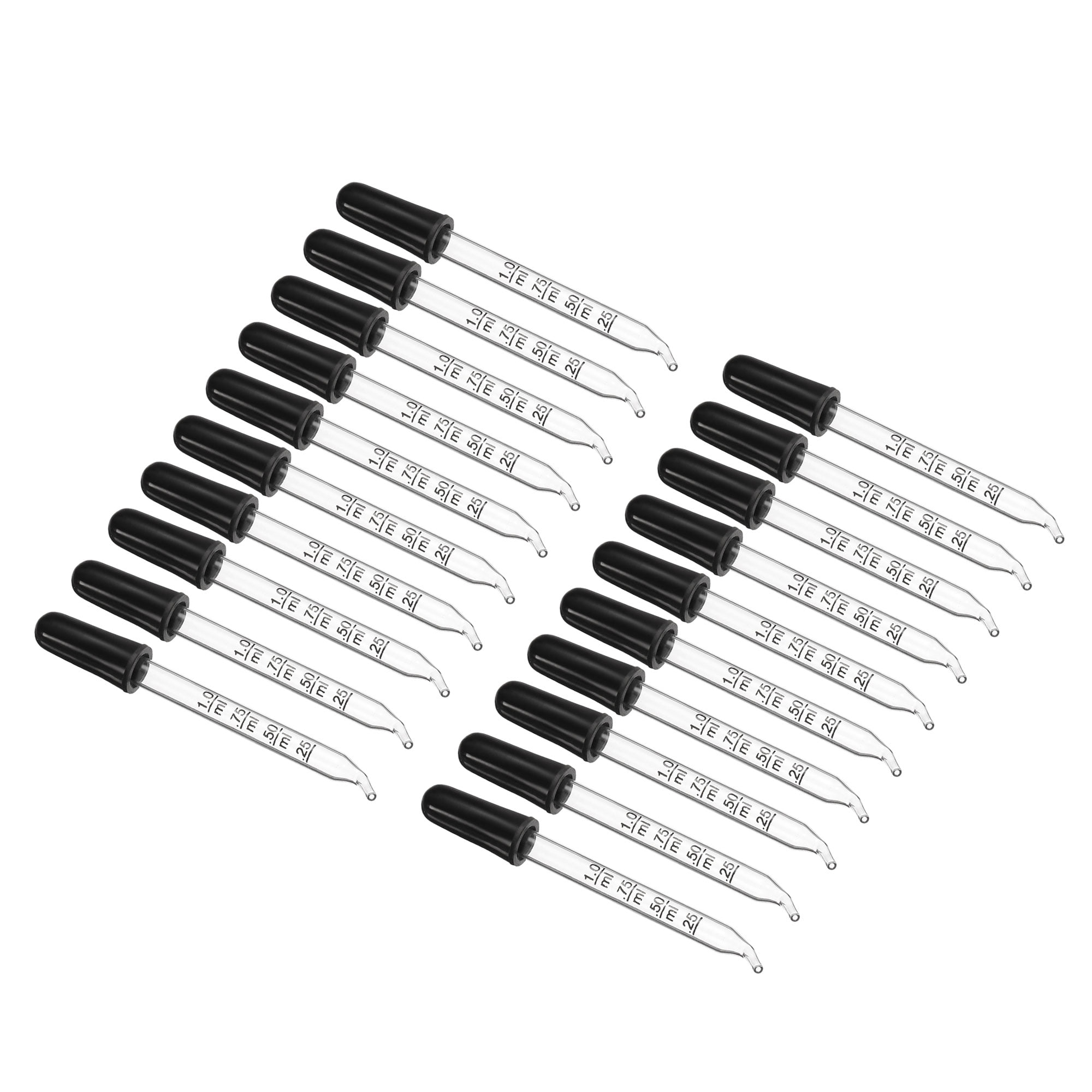 Uxcell Eye Dropper 1ml Glass Bent Tip Graduated Ear Dropper with Rubber ...