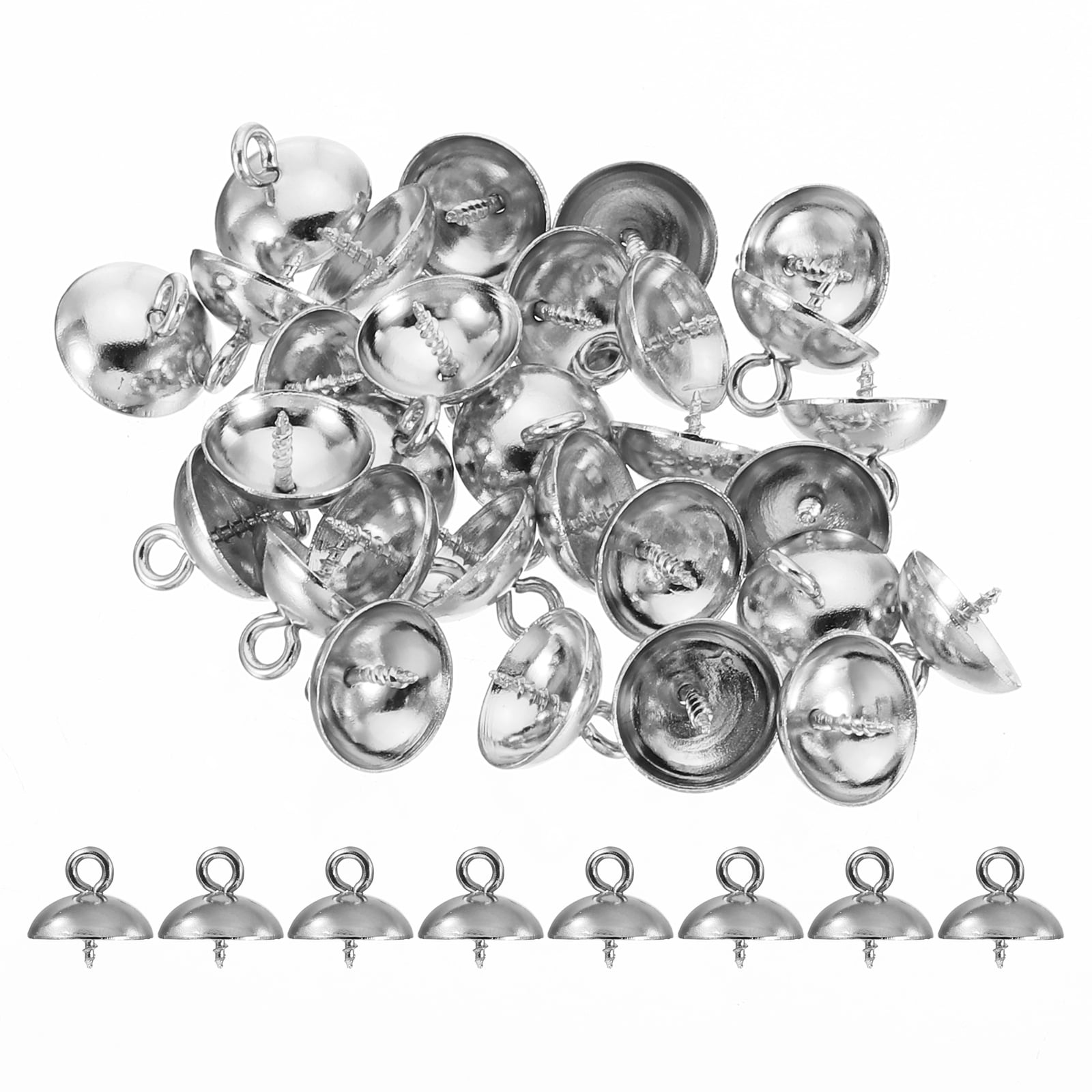 Uxcell Eye Pin Bail Peg Pendants, 30Pcs 10x10mm 304 Stainless Steel ...