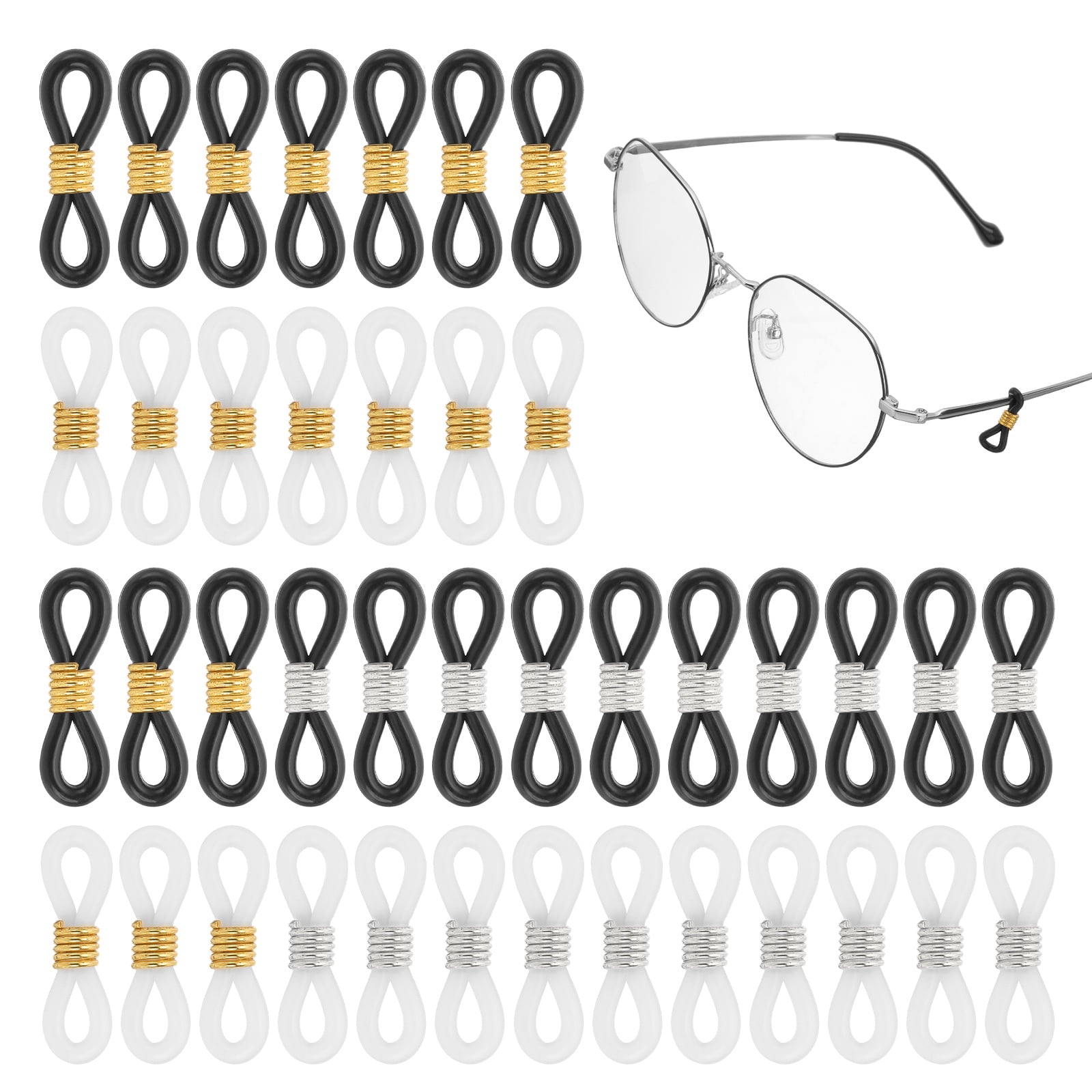 Uxcell Eyeglass Chain Connector, 100 Pack Adjustable Anti Slip Silicone ...