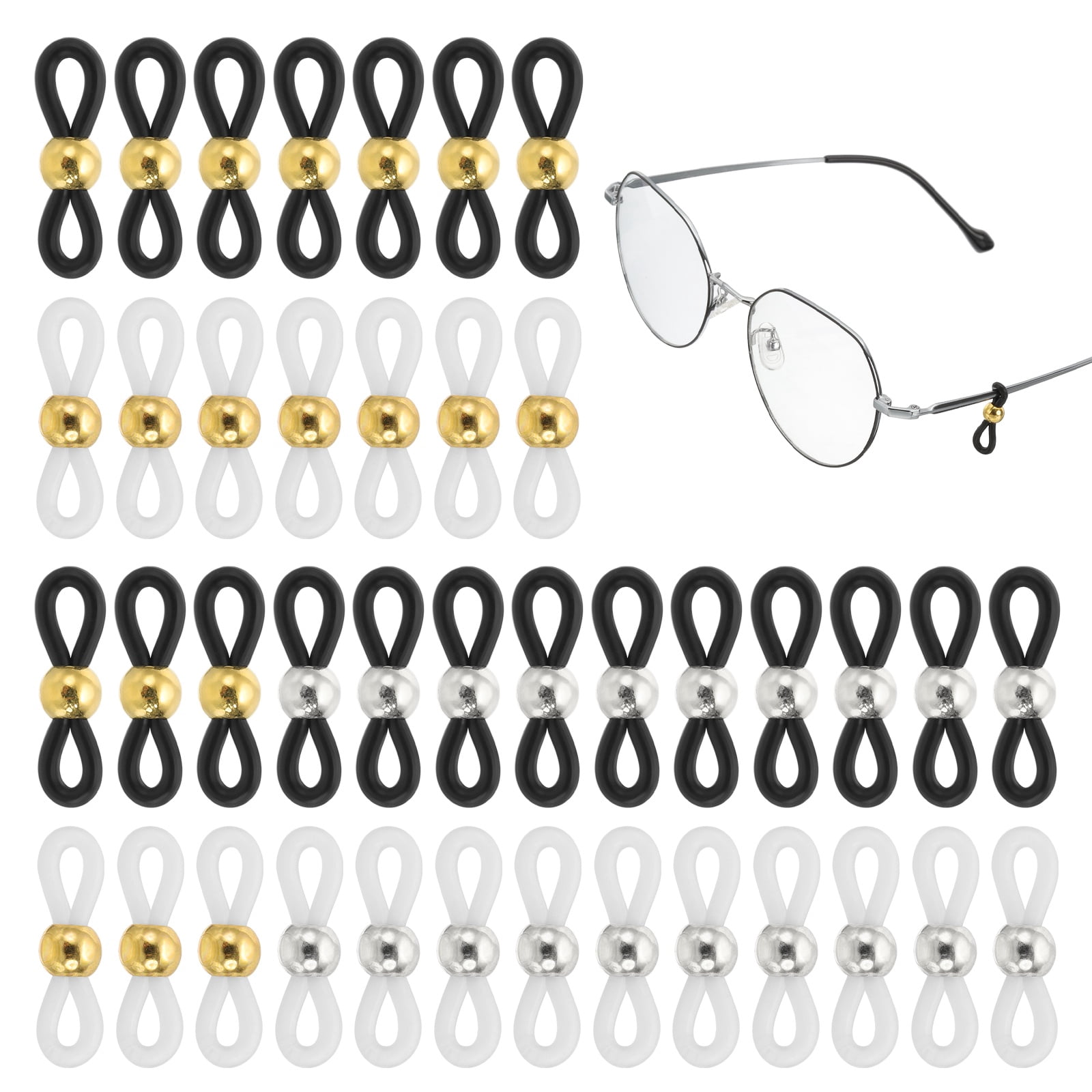 Uxcell Eyeglass Chain Connector, 100 Pack Adjustable Anti Slip Silicone ...
