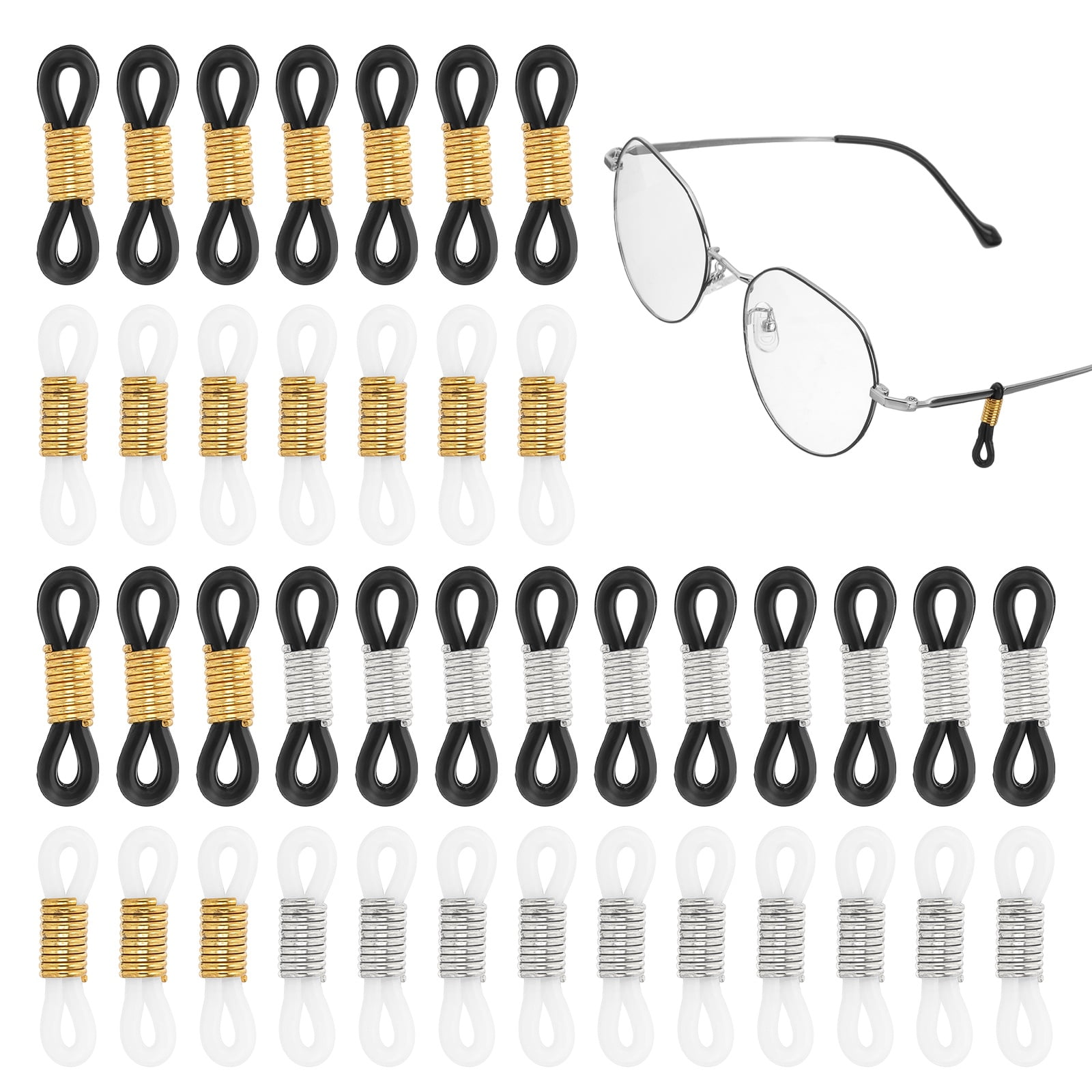 Uxcell Eyeglass Chain Connector, 100 Pack Adjustable Anti Slip Silicone ...
