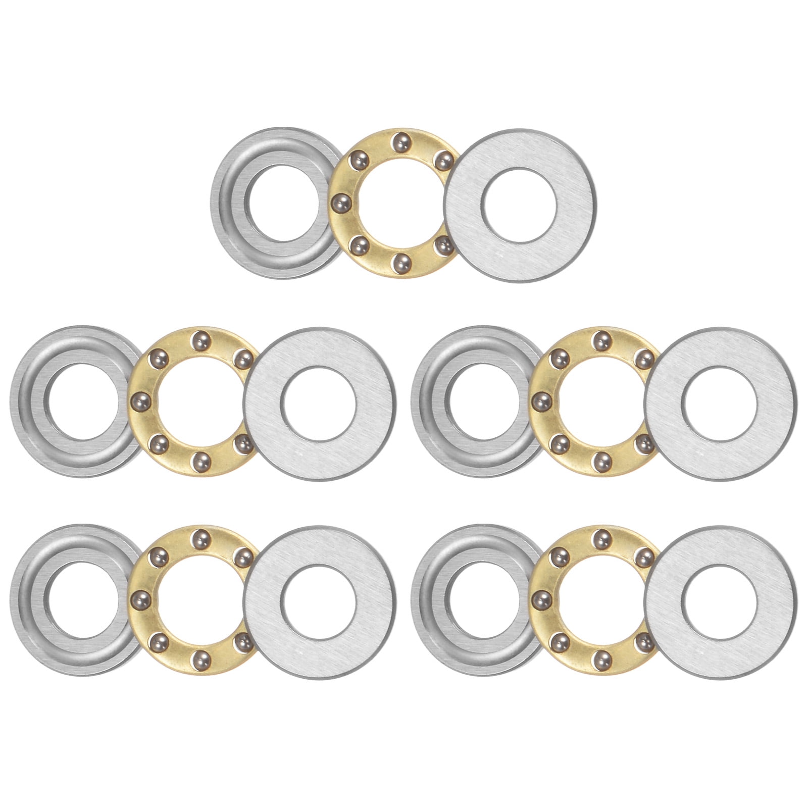 Uxcell F5-11M Thrust Ball Bearing 5x11x4.5mm Brass with Washers 5 Pack ...