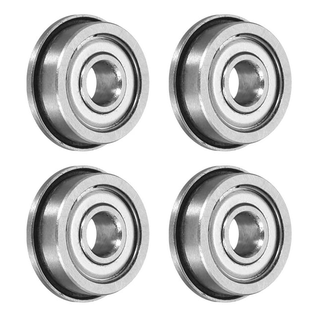 Uxcell F604ZZ Flanged Ball Bearing, 4pcs 4 x 12 x 4 mm Chrome Steel ...