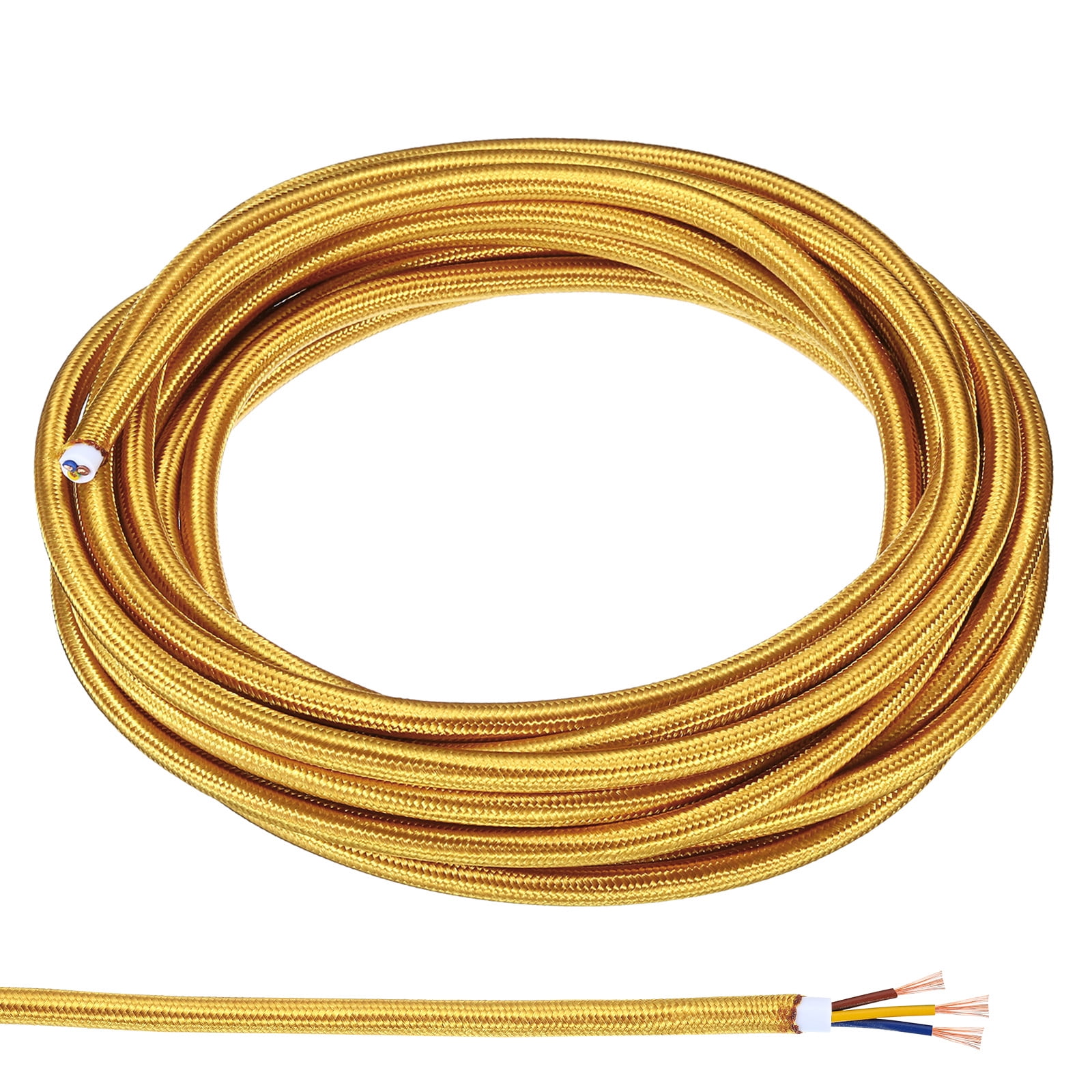 Uxcell Fabric Cloth Covered Round Wire, 16.4ft 18AWG 3 Core Vintage ...