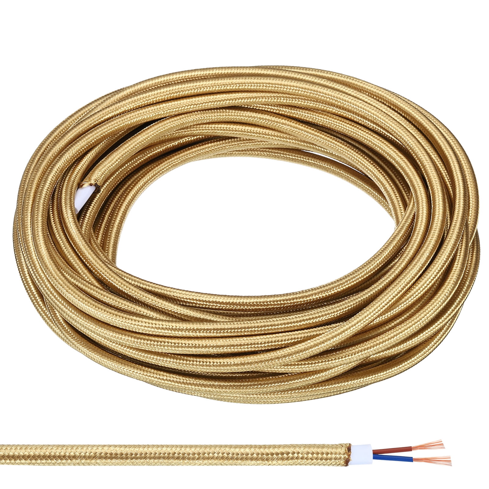 Uxcell Fabric Cloth Covered Round Wire, 32.8ft 18AWG 2 Core Vintage ...