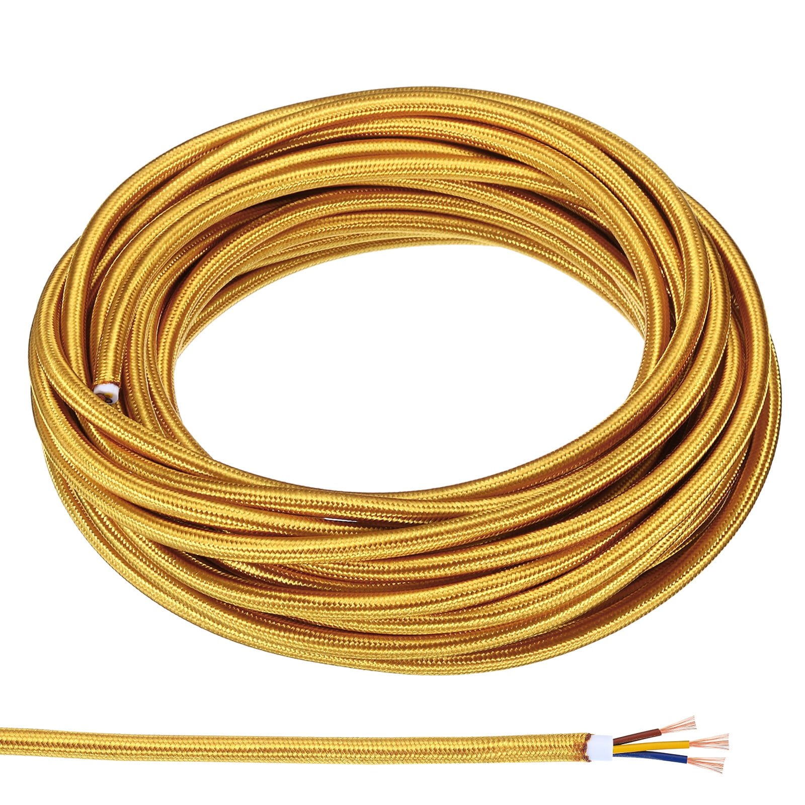 Uxcell Fabric Cloth Covered Round Wire, 32.8ft 18AWG 3 Core Vintage ...