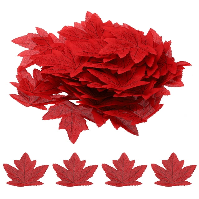 Uxcell Fake Fall Leaves, 100 Pack Artificial Maple Leaves Artificial ...