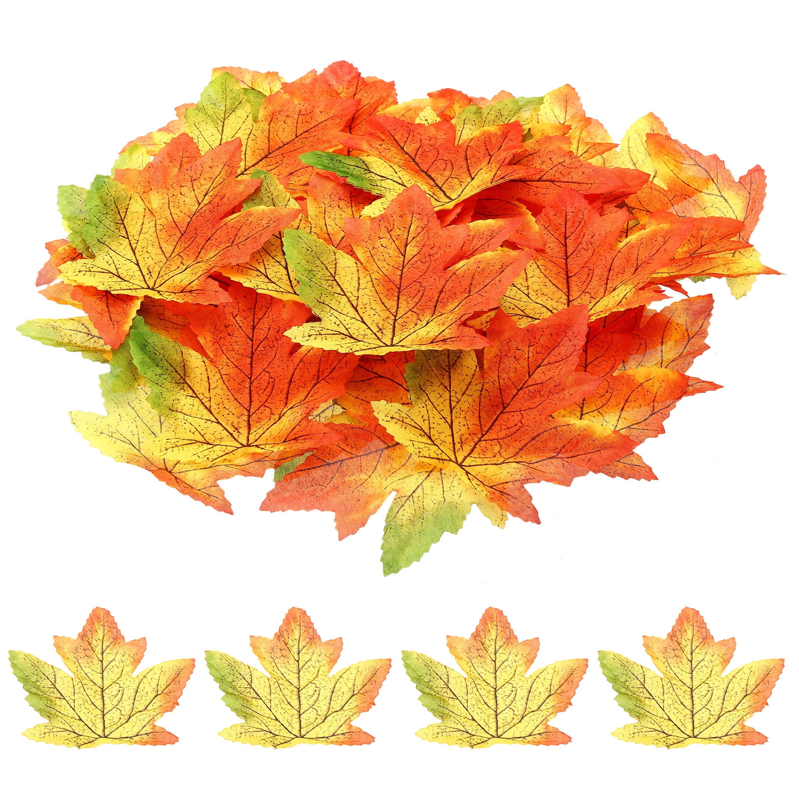 Uxcell Fake Fall Leaves, 100 Pack Artificial Maple Leaves Artificial ...