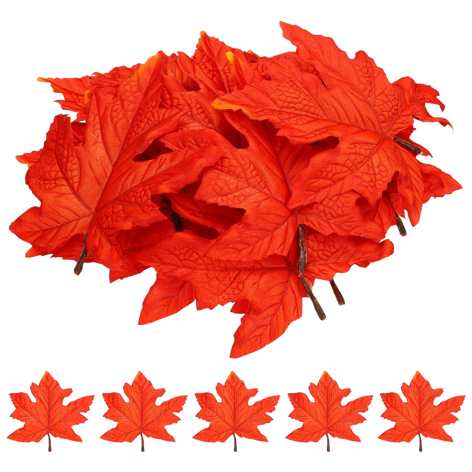 Uxcell Fake Fall Leaves, 6 inch 40Pcs Artificial Maple Leaves Faux ...