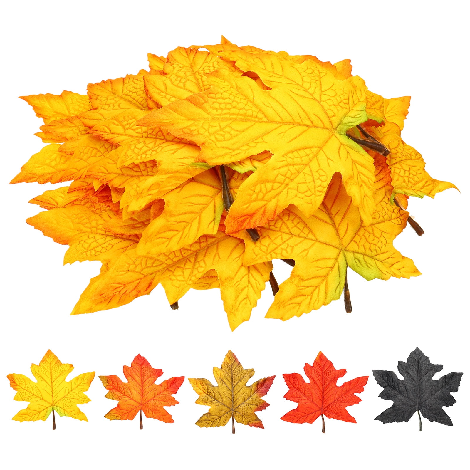 Uxcell Fake Fall Leaves, 6 inch 50Pcs Artificial Maple Leaves Faux ...