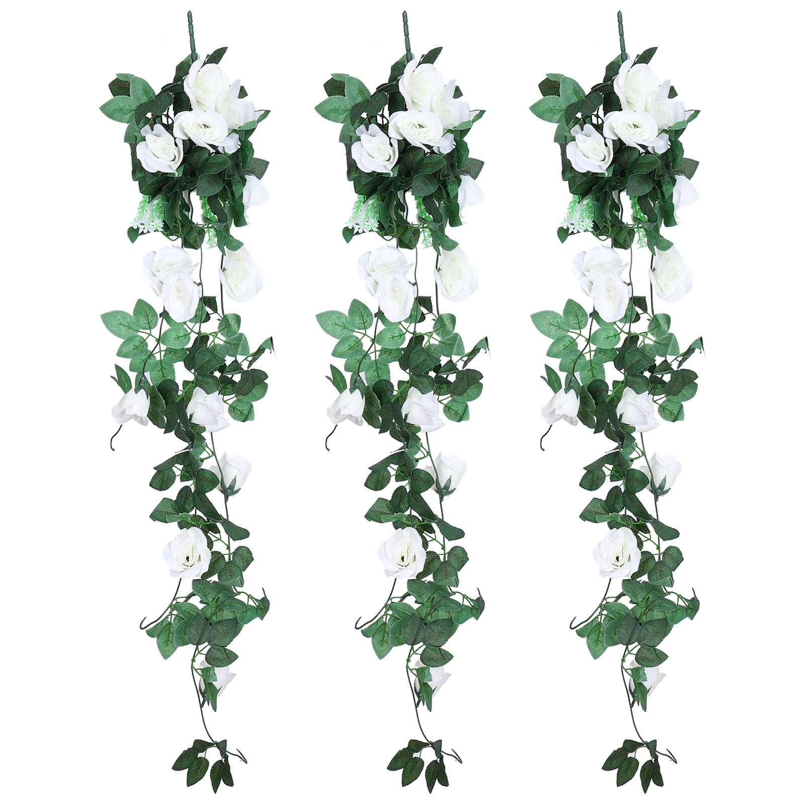 Uxcell Fake Vine Garland Flower Silk Artificial Rose Flowers 3.2FT ...