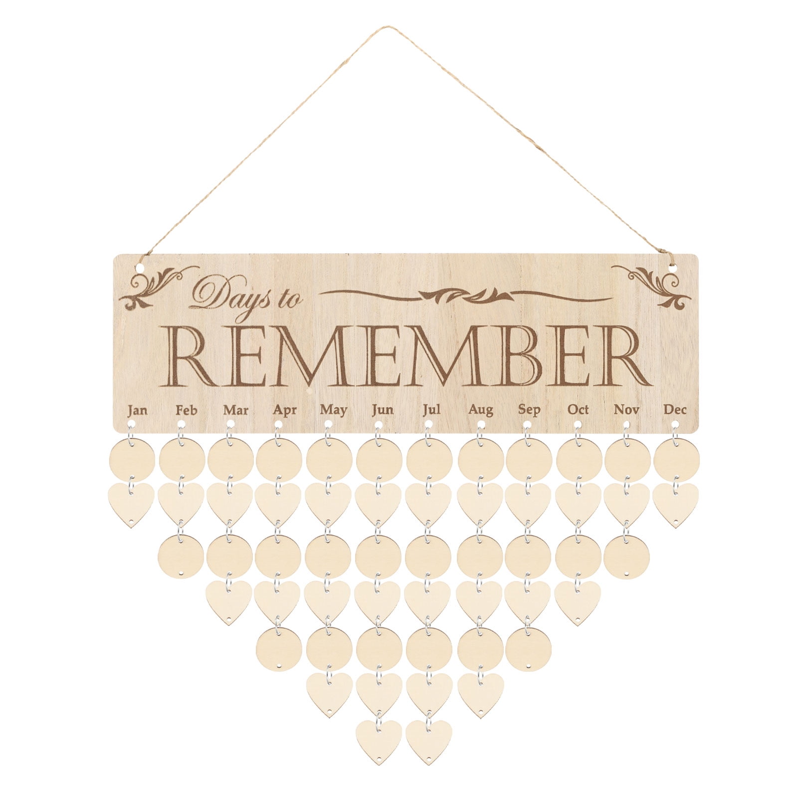 Uxcell Family Birthday Board, Wooden Calendar Wall Hanging Reminder ...