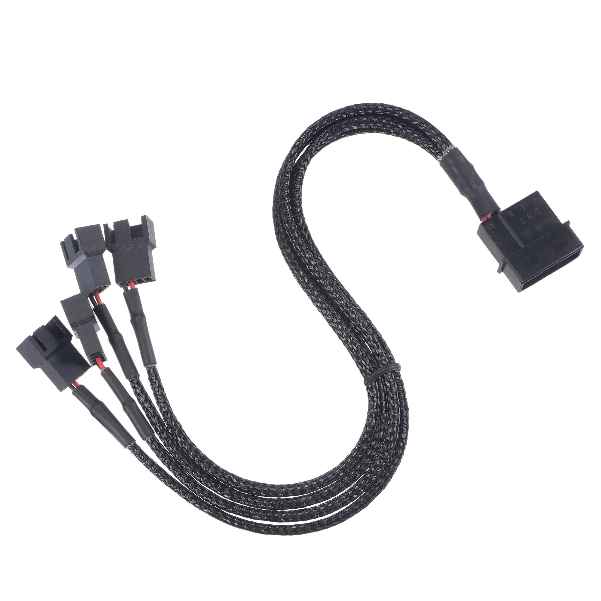Uxcell Fan Power Supply Cable 1 to 4 with Big 4 Pin Input Jack for CPU ...